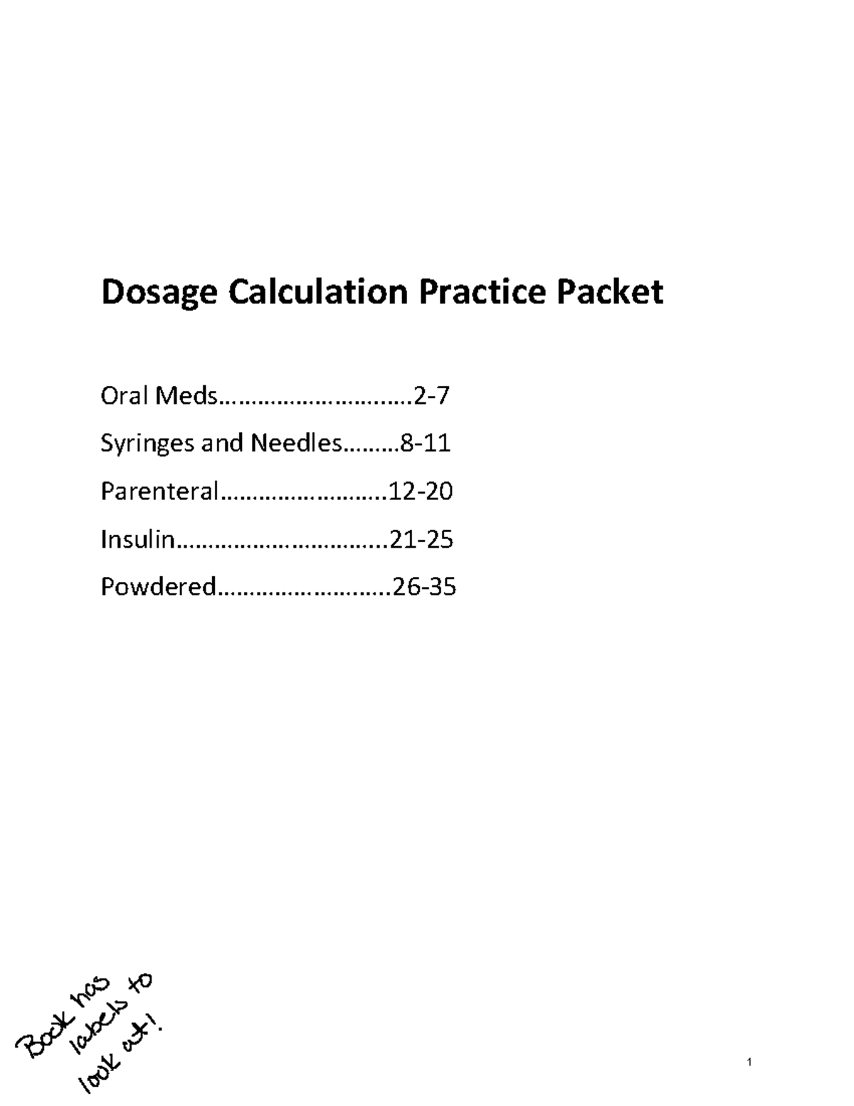 Dosage Calculation Workbook - Dosage Calculation Practice Packet Oral ...