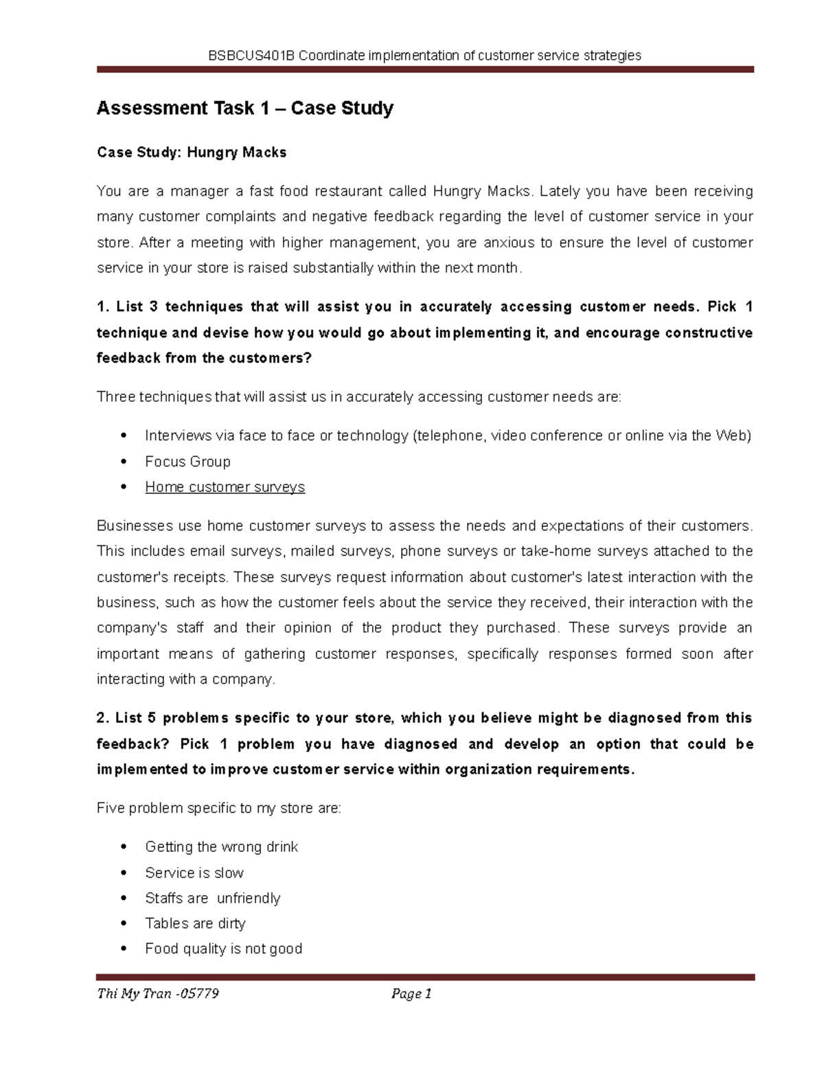 Thi My Tran Bsbcus 401B - dfhjhj - Assessment Task 1 – Case Study Case ...