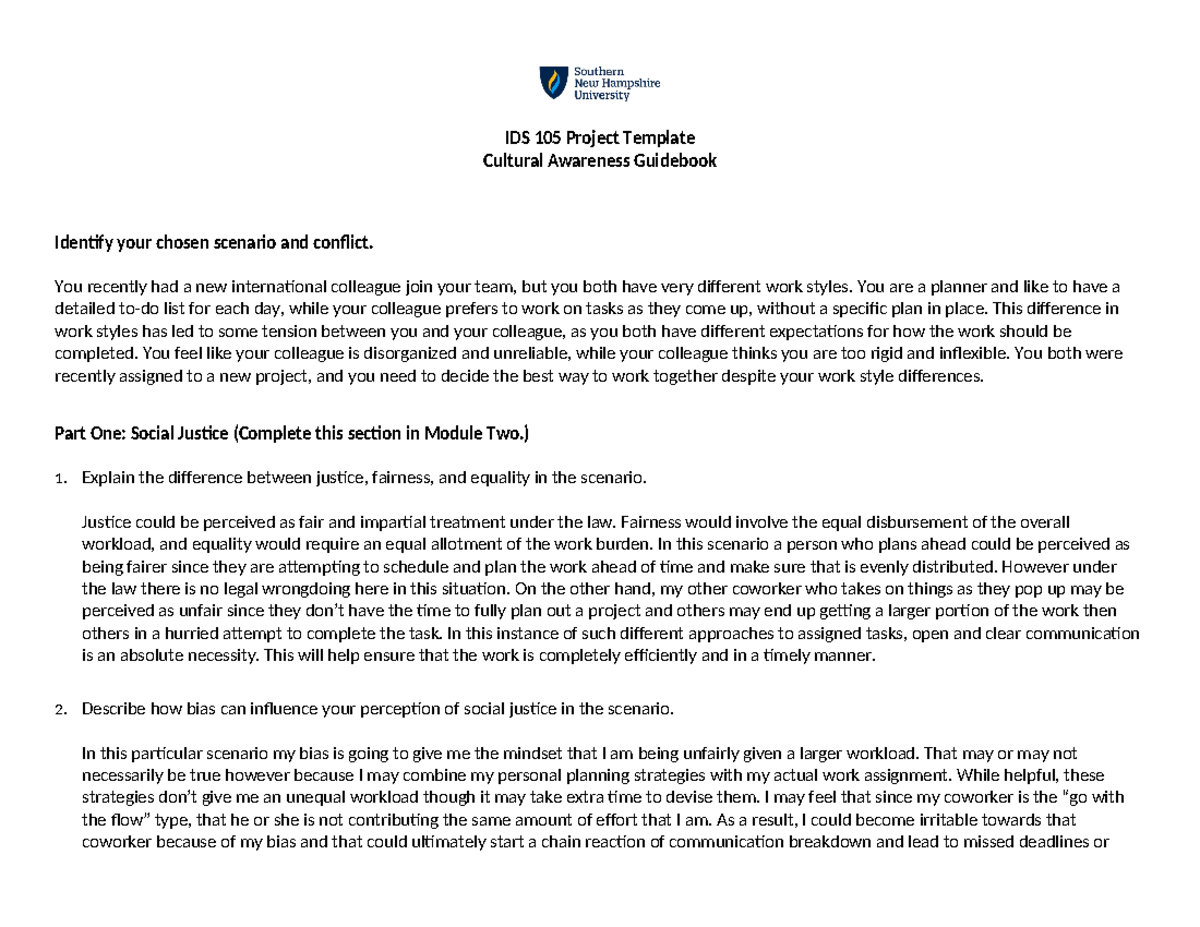 IDS 105 Project Template Final - IDS 105 Project Template Cultural ...