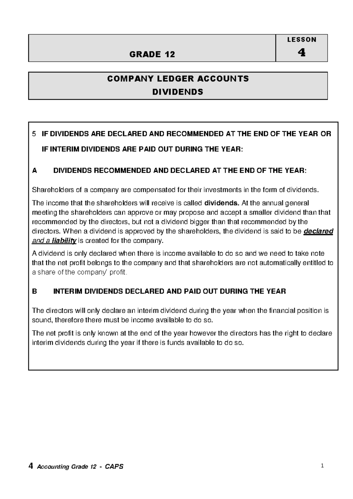4.2 - notes w1 - comp ledger - GRADE 12 LESSON 4 COMPANY LEDGER ...