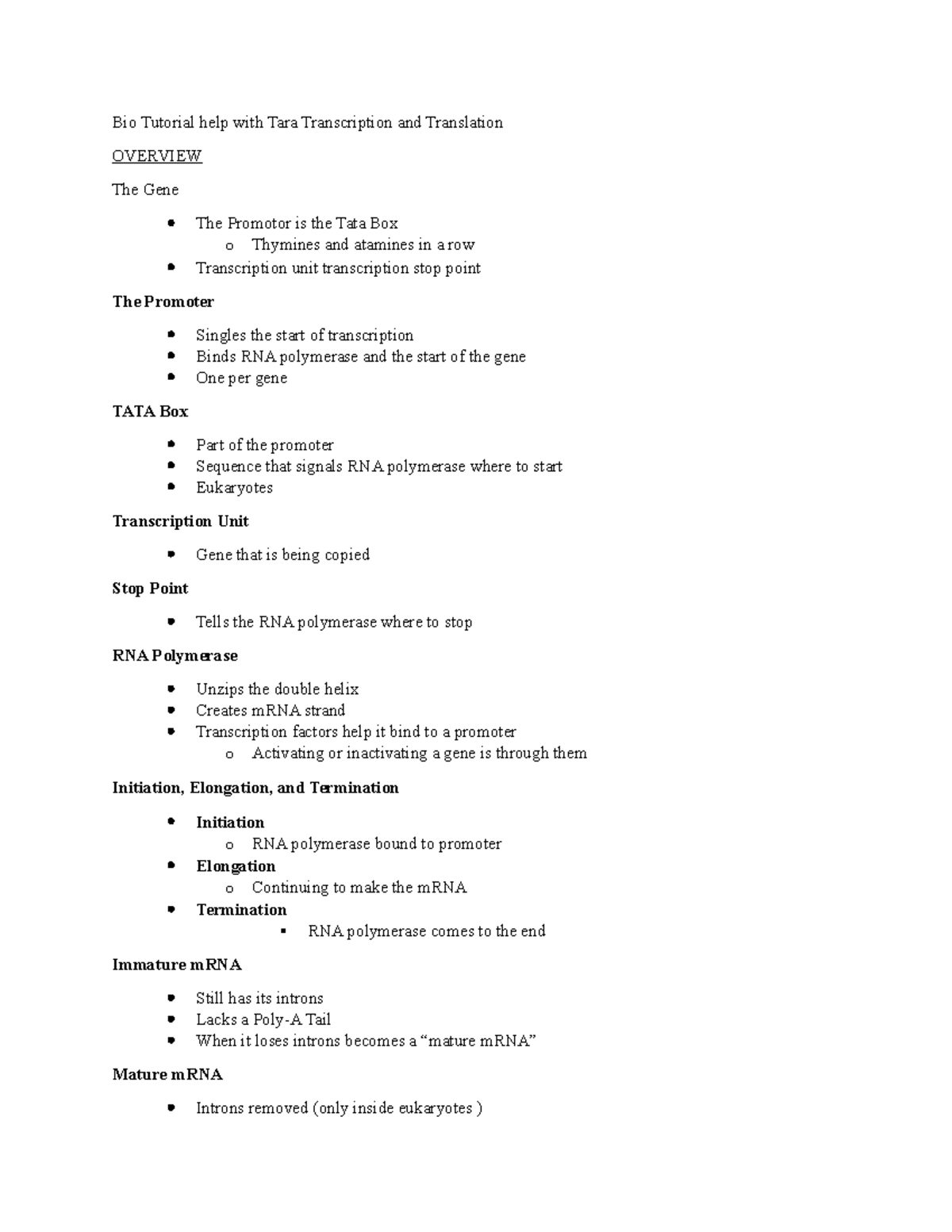 Bio Tutorial help with Tara Transcription and Translation - Bio ...