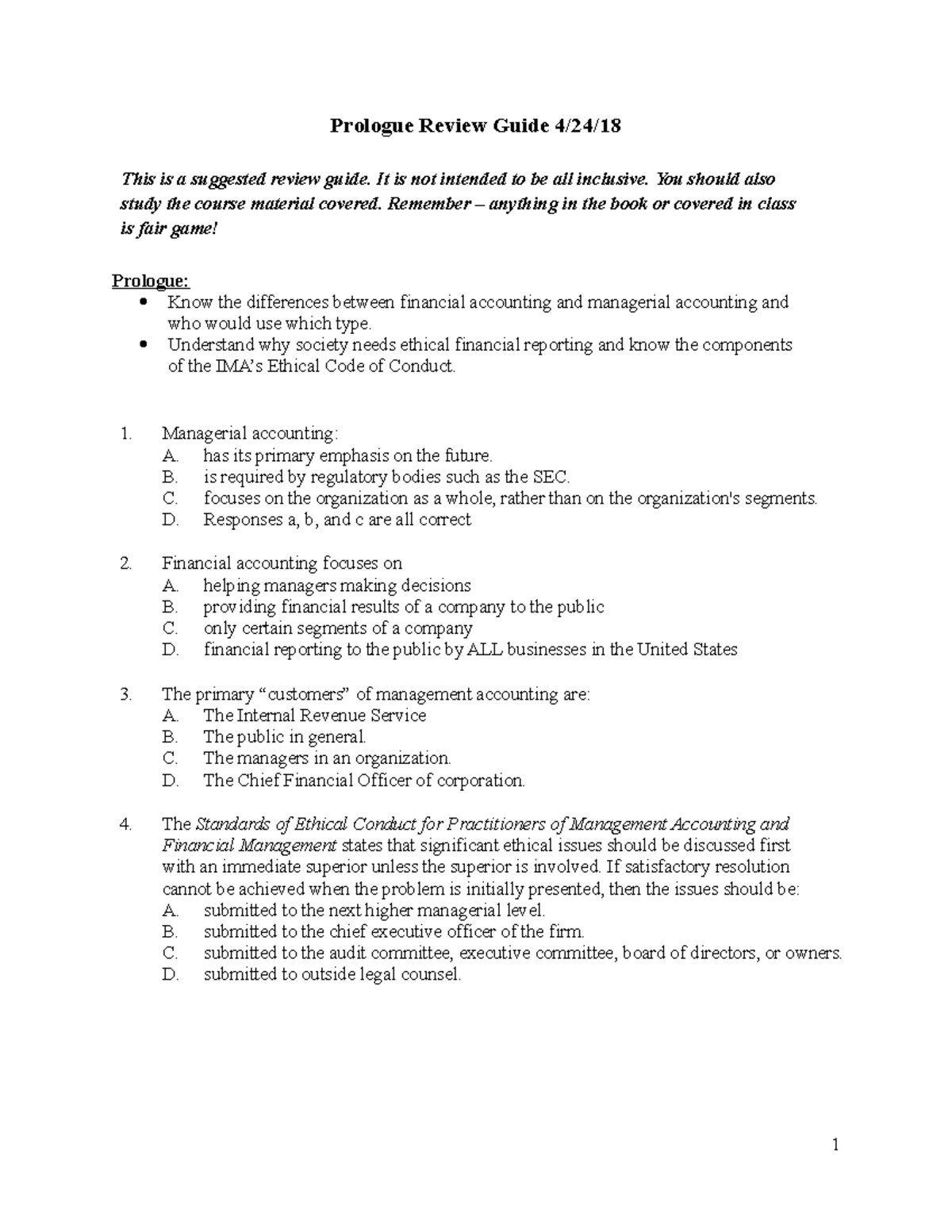 Prologue Review Guide - It is not intended to be all inclusive. You ...