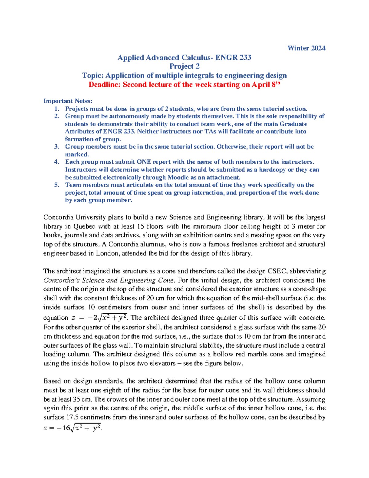 Project 2 ENGR233 Winter 2024 - Winter 2024 Applied Advanced Calculus- ENGR 233 Project 2 Topic ...