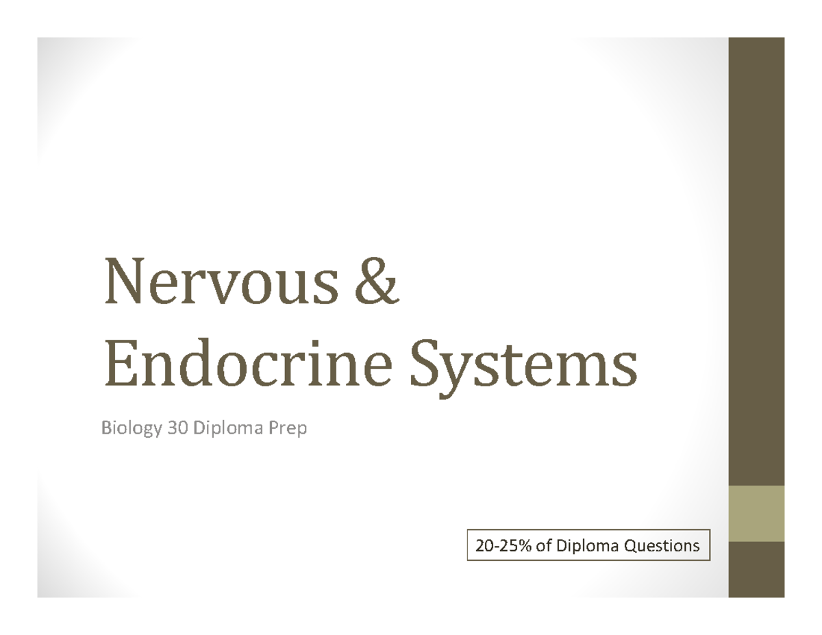 Unit a nervous & endocrine diploma prep - Nervous &Endocrine Systems ...