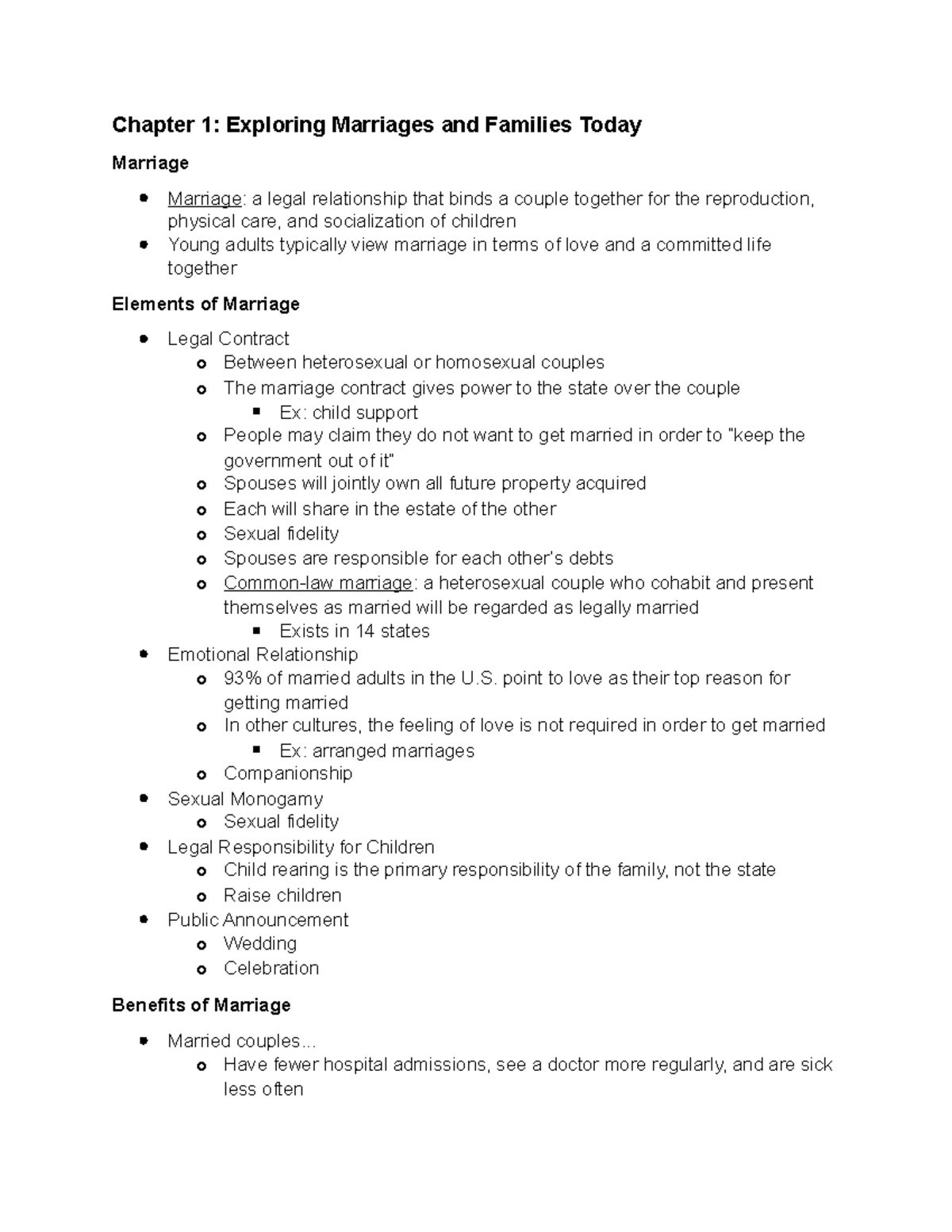 Chapter 1 Reading Notes - Chapter 1: Exploring Marriages and Families ...