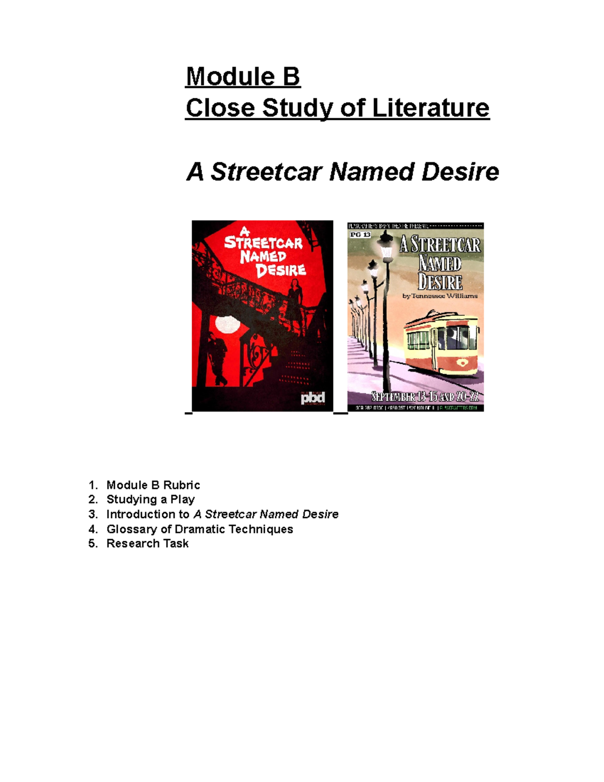 0. Mod B Booklet 2024 - Module B Close Study of Literature A Streetcar ...