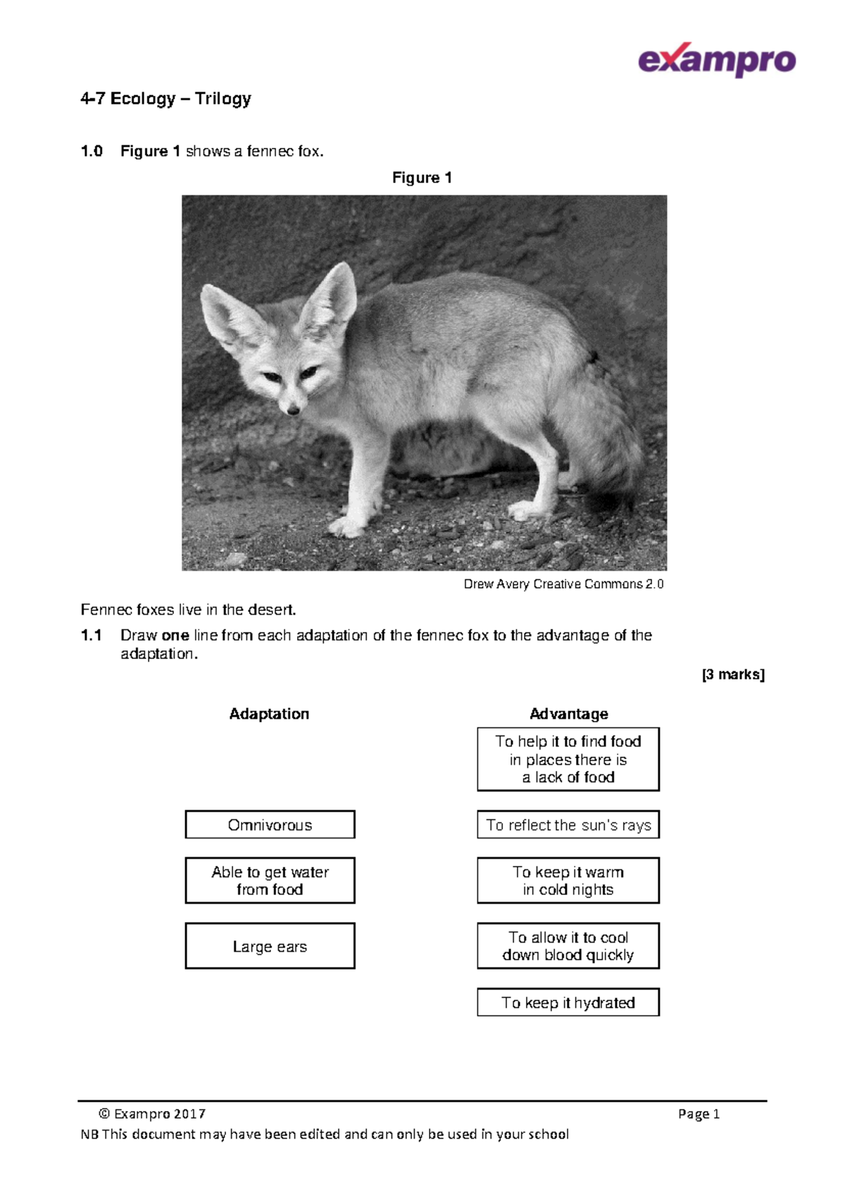 Biology Trilogy Ecology - © Exampro 2017 Page 1 4 - 7 Ecology – Trilogy ...
