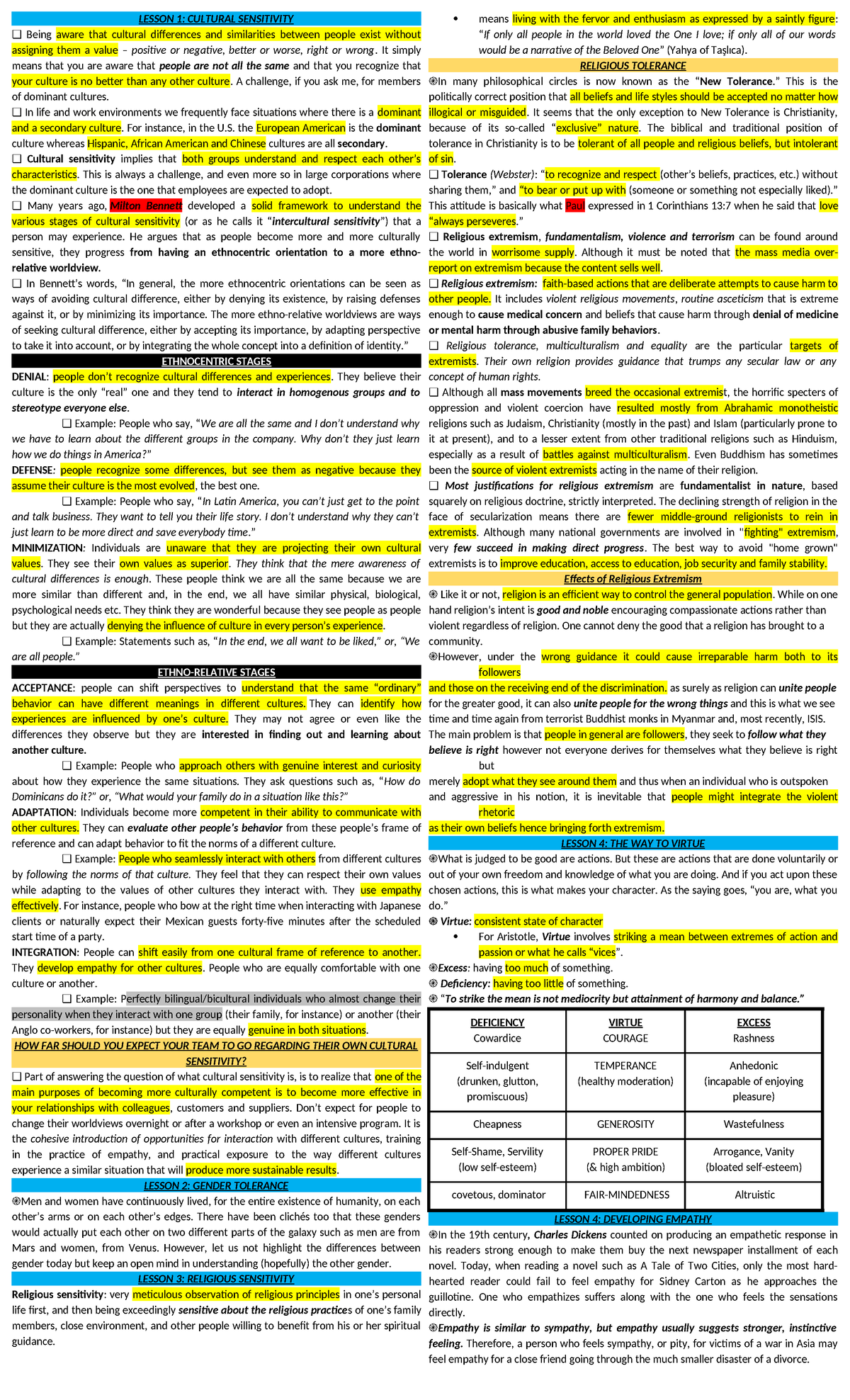 VRTS Finals Reviewer - ksksssk - LESSON 1: CULTURAL SENSITIVITY Being aware that cultural - Studocu