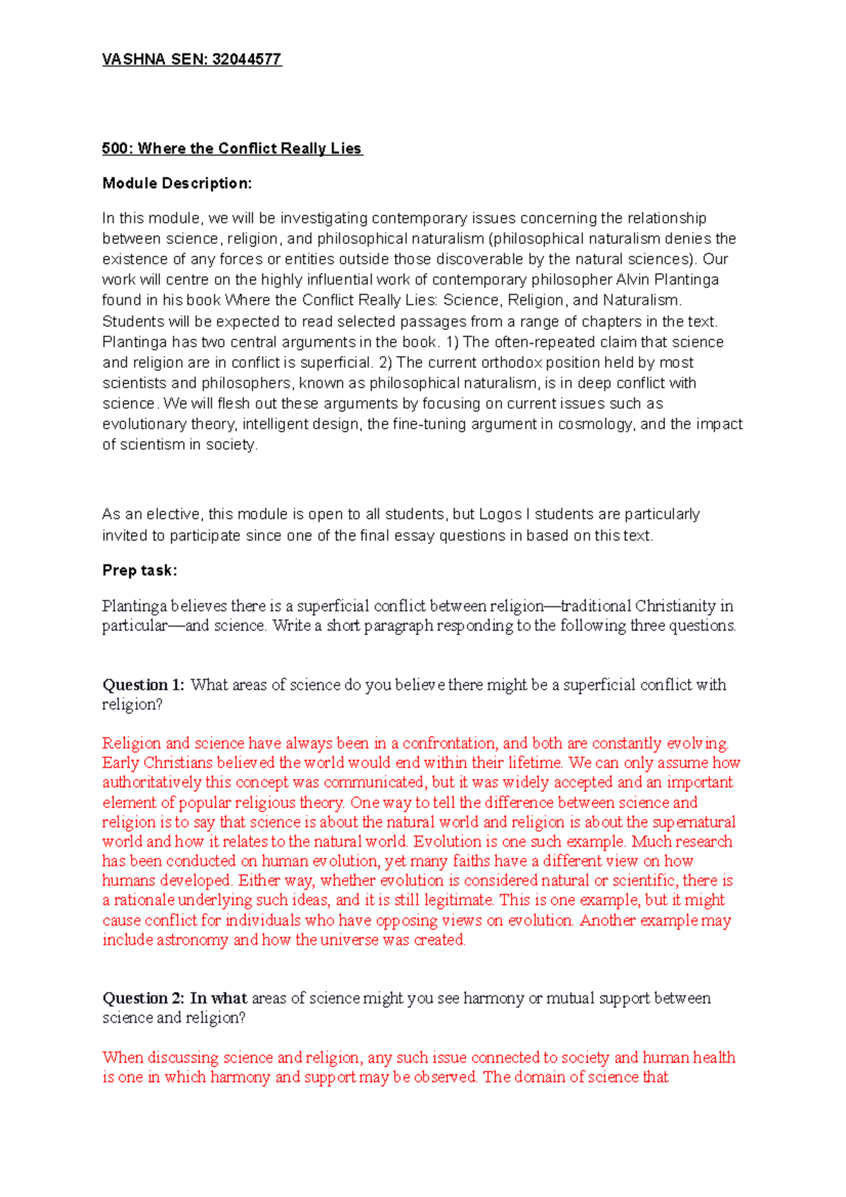500 Where the Conflict Really Lies Prep Task - VASHNA SEN: 32044577 500 ...