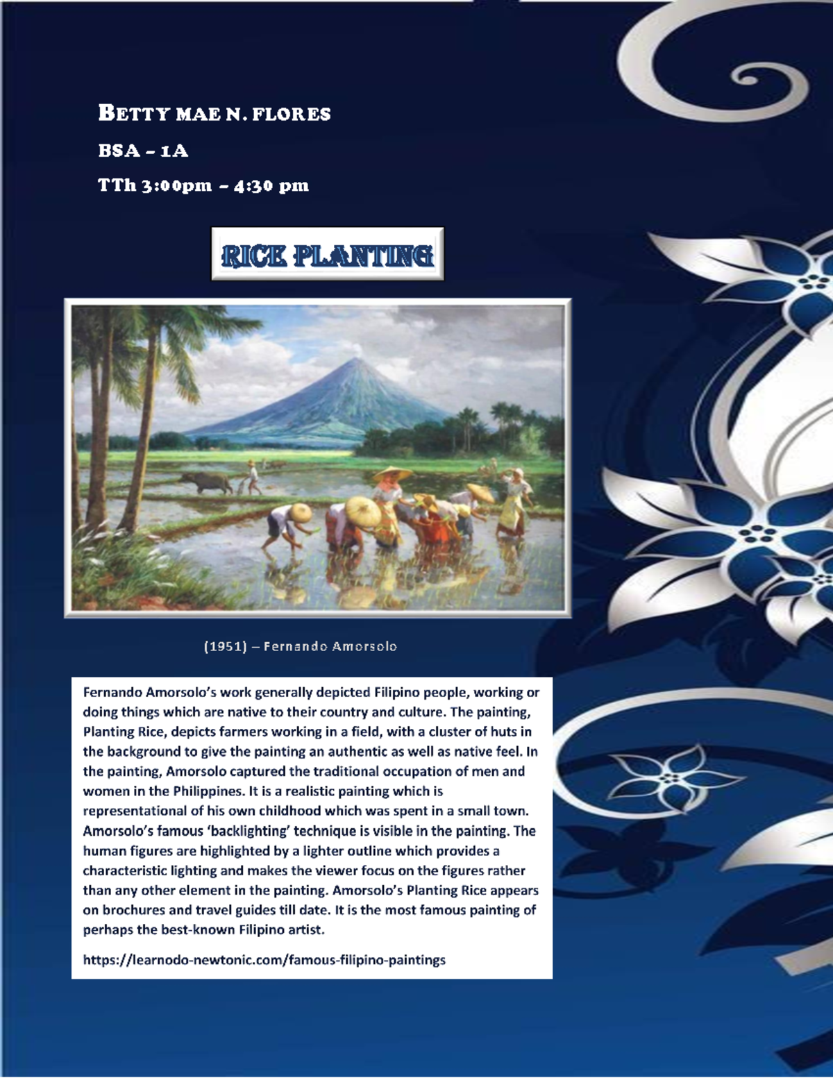 HUM 101 Prelim Workshop 1 - BETTY MAE N. FLORES BSA – 1A TTh 3:00pm – 4 ...