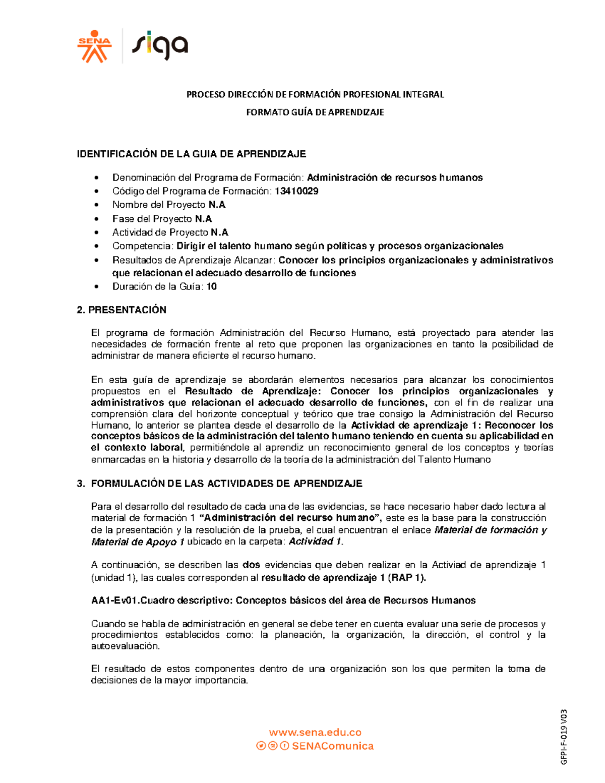 GUIA Talento Humano - PROCESO DIRECCI”N DE FORMACI”N PROFESIONAL INTEGRAL FORMATO GUÕA DE - Studocu
