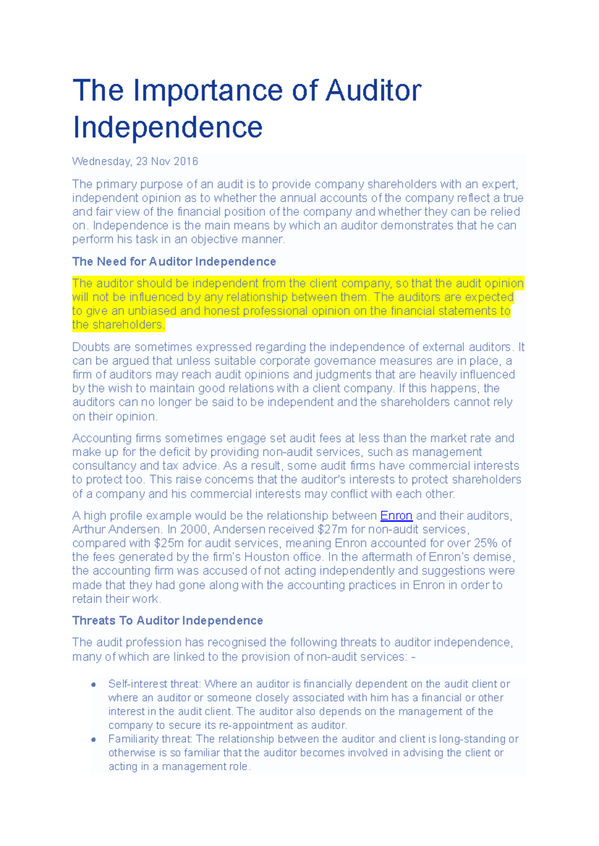 Professional scepticism & Independence - The Importance of Auditor ...