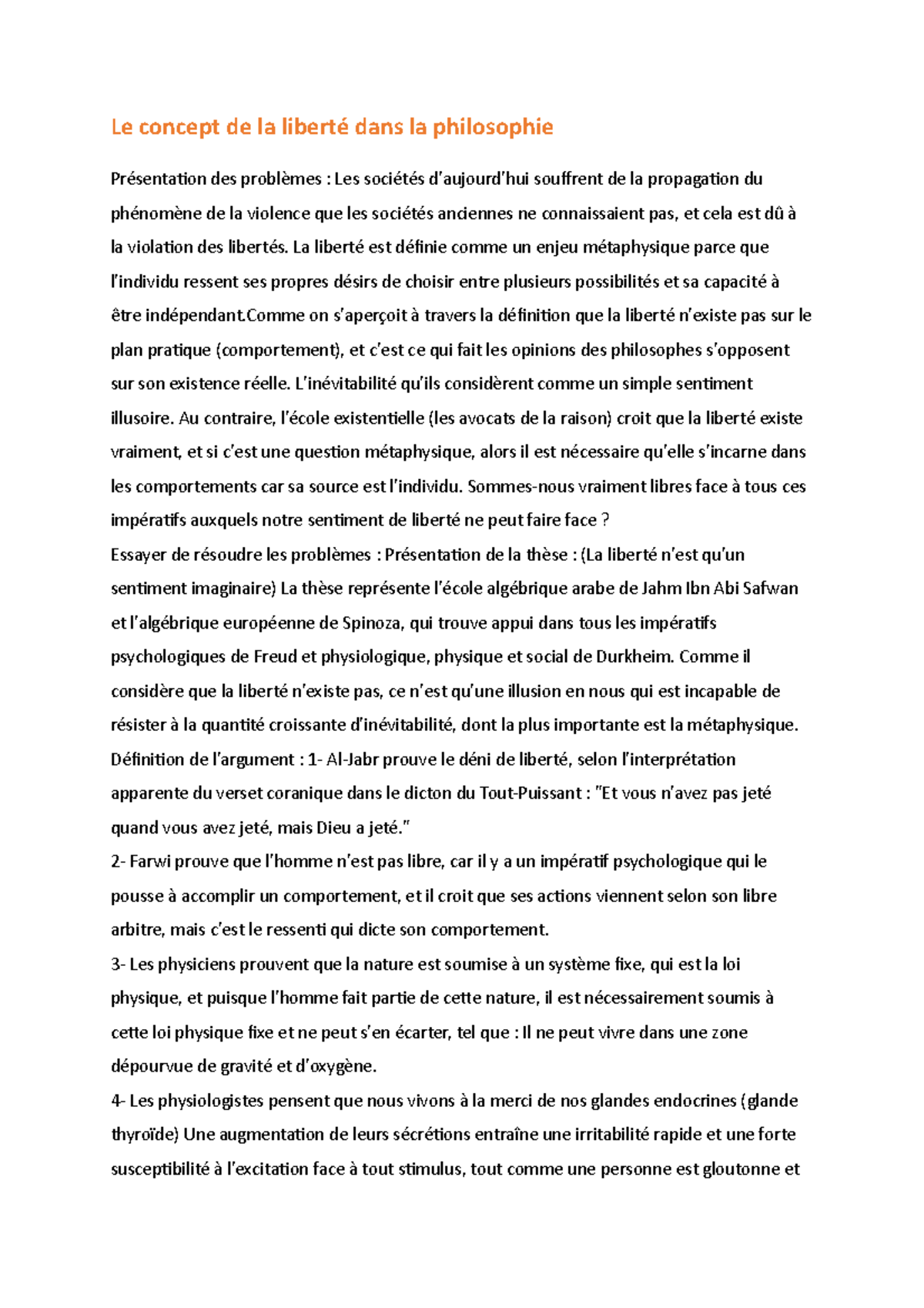 Le concept de la liberté en philosophie - Le concept de la liberté dans ...