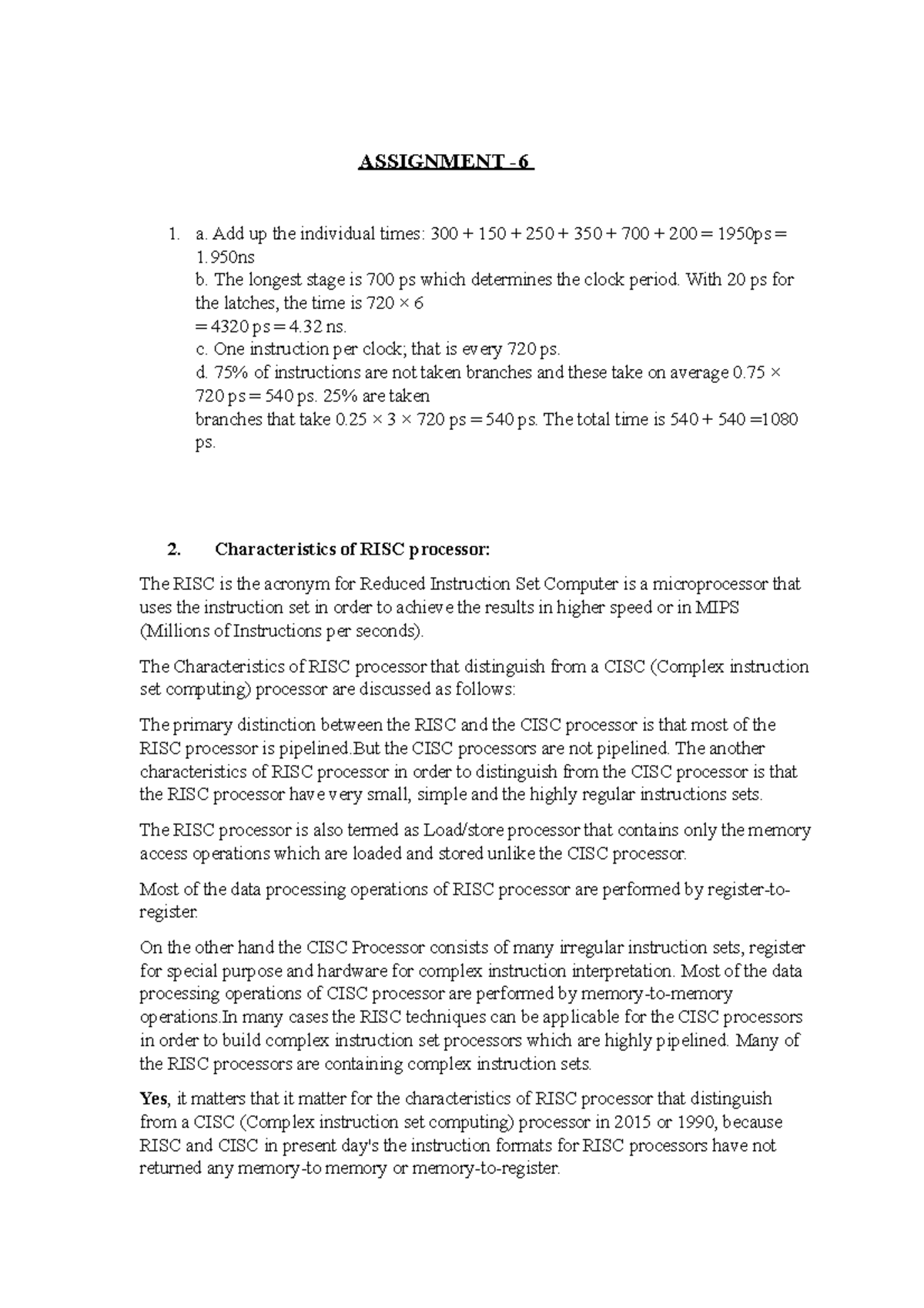 Assignmrnt -6 - COMP 620 QUIZZES AND ASSIGNMENT ANSWERS - ASSIGNMENT - a. Add up the individual ...