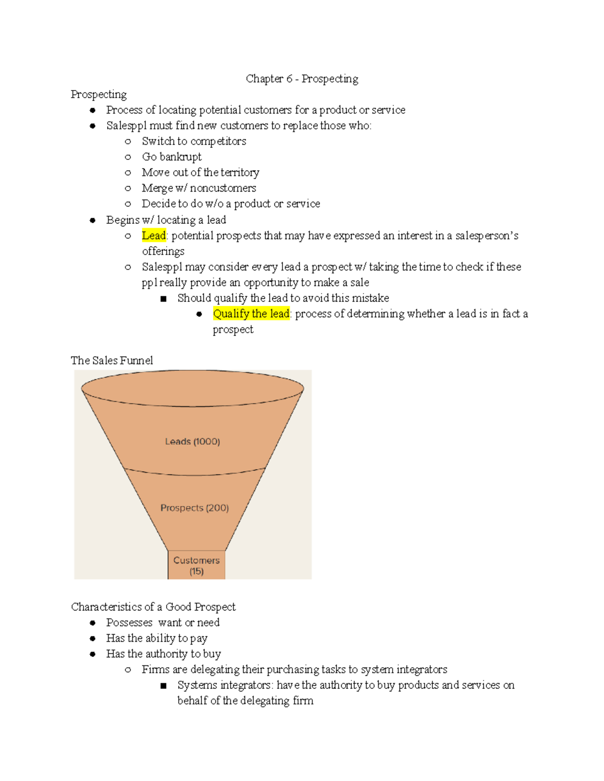 Chapter 6 - Prospecting - Chapter 6 - Prospecting Prospecting Process ...