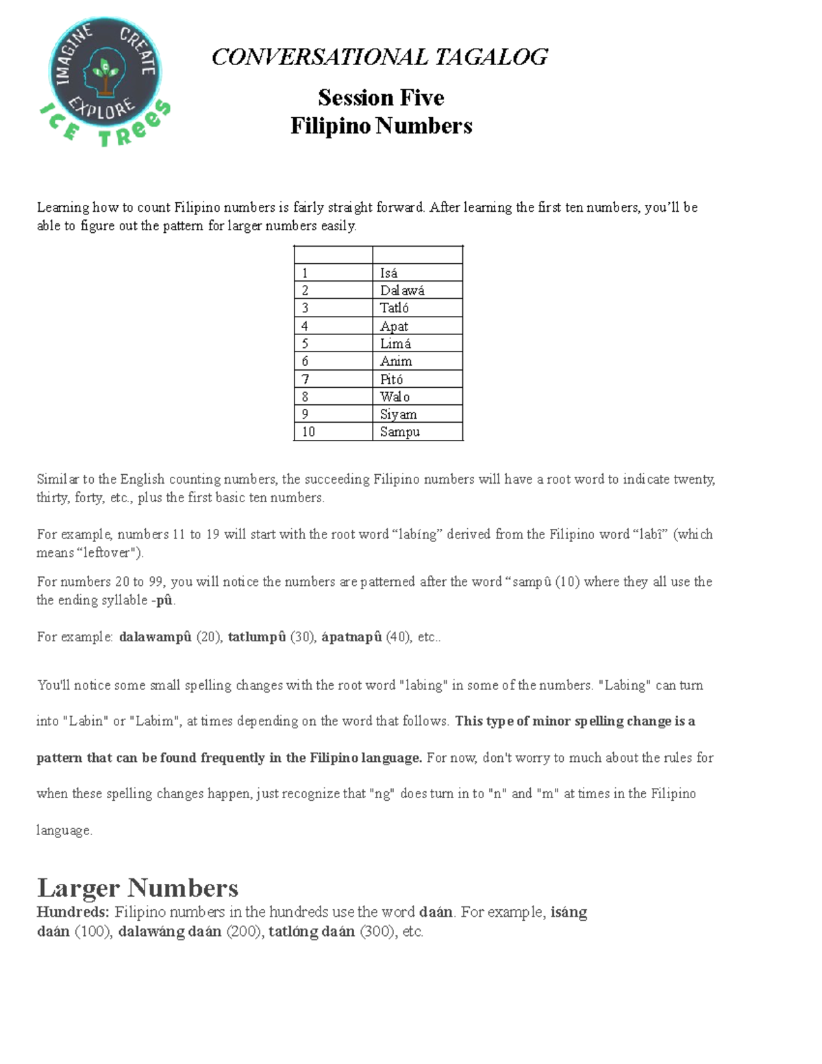 Session 5 - Numbers - Filipino Conversational Module - CONVERSATIONAL ...