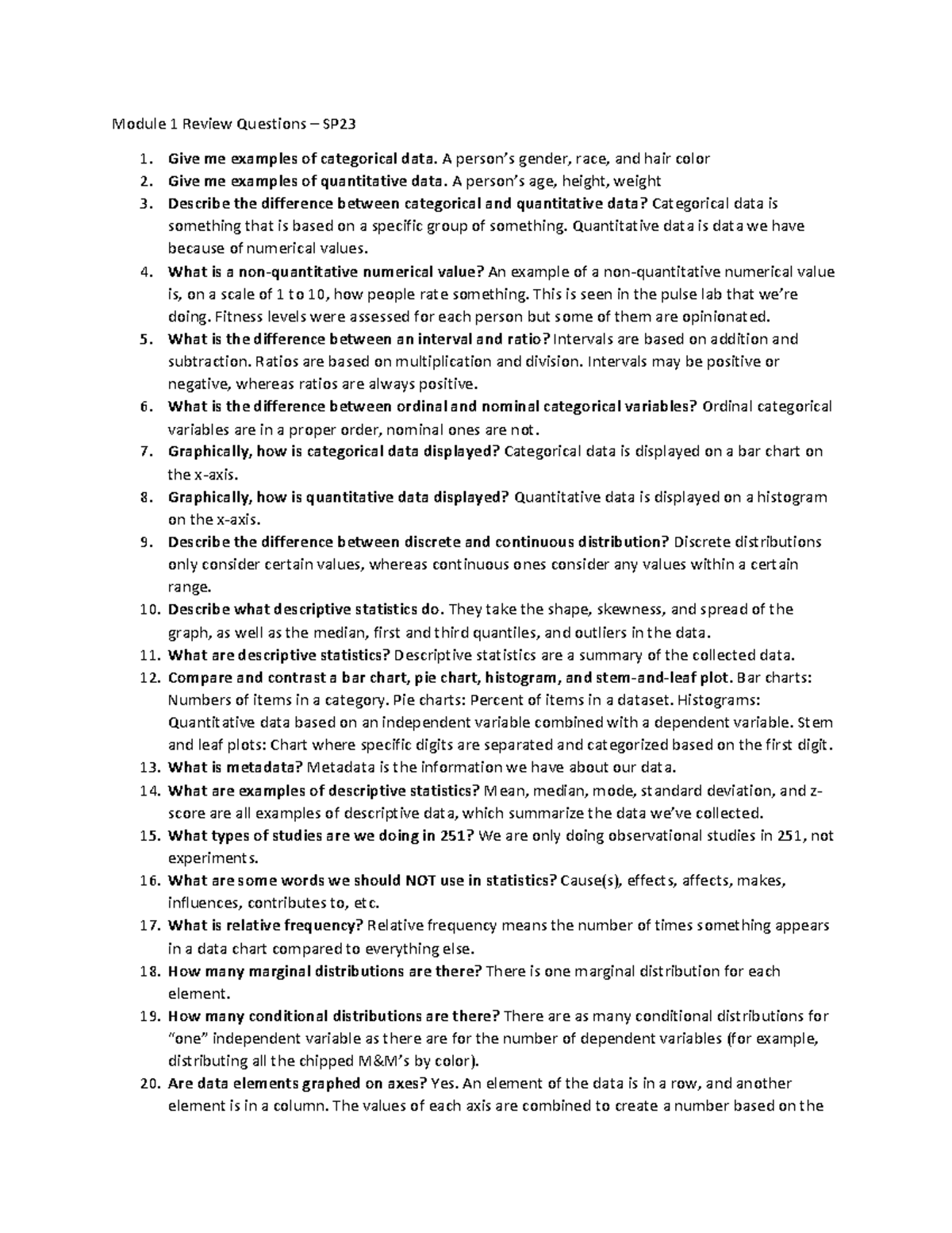 Module 1 Review Questions (Spring 2023) - Module 1 Review Questions ...