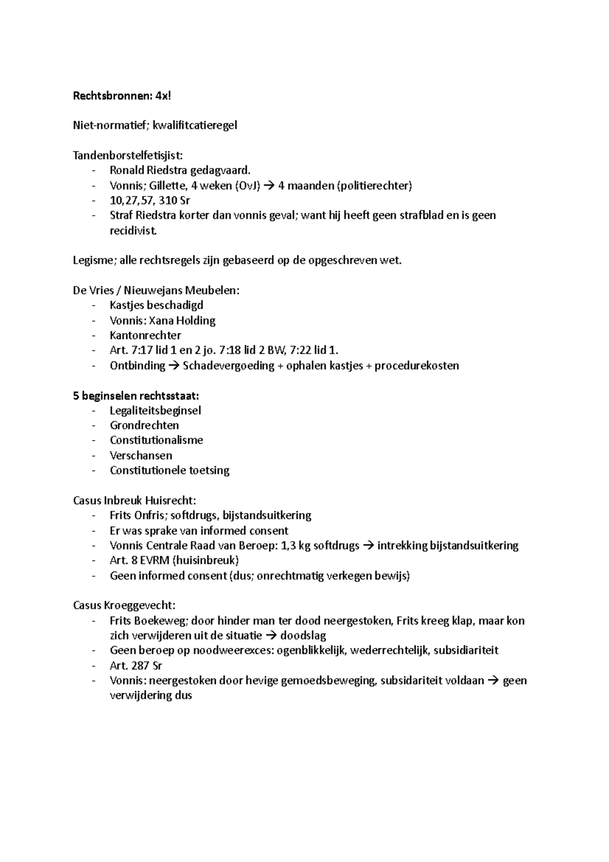 IR checklist - IR belangrijke aantekeningen tentamen - Rechtsbronnen ...