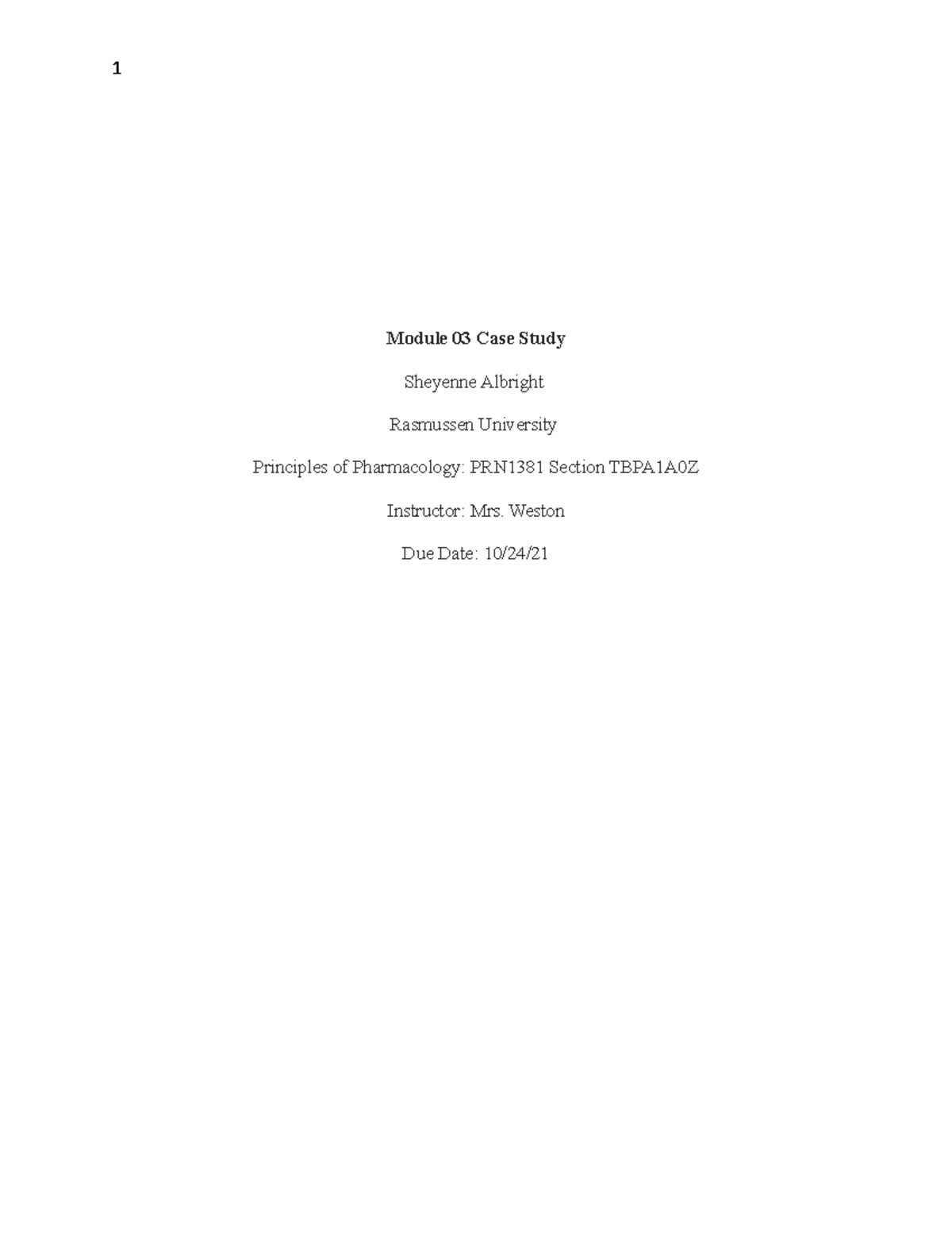 Pharm-Module 03 Case Study - PRN 1356 - Studocu