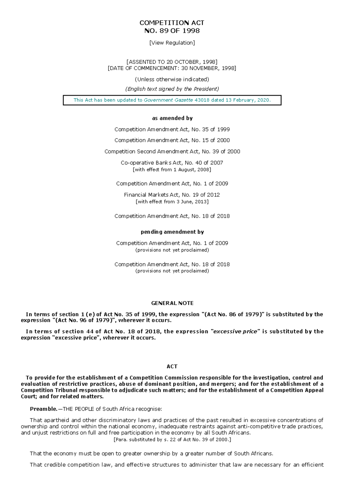 Competition Act No I Don t Know COMPETITION ACT NO 89 OF 1998 competition-act-no-i-don-t-know-competition-act-no-89-of-1998
