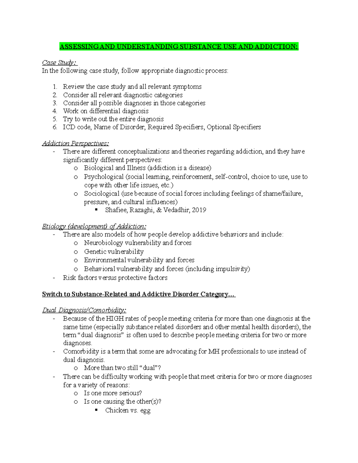 Assessing and understanding substance use and addiction - ASSESSING AND ...