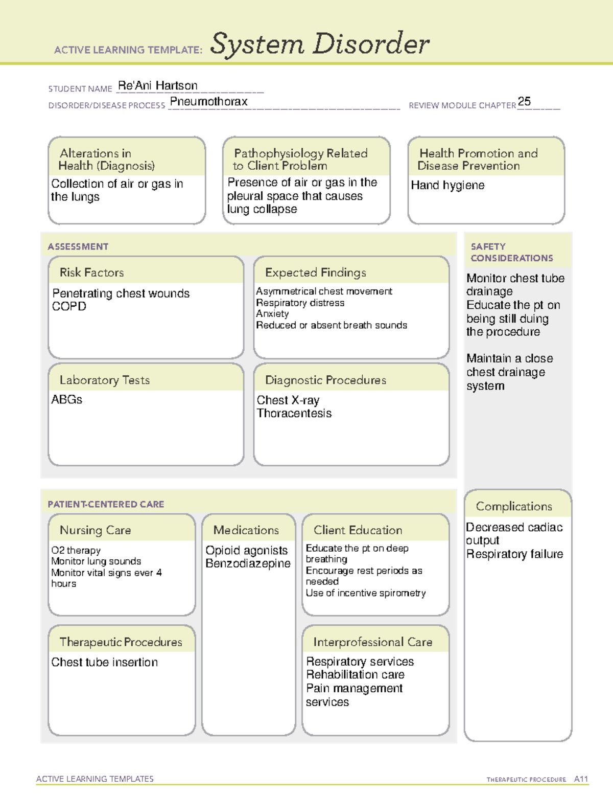 Pneumothorax - Notes - ACTIVE LEARNING TEMPLATES THERAPEUTIC PROCEDURE ...