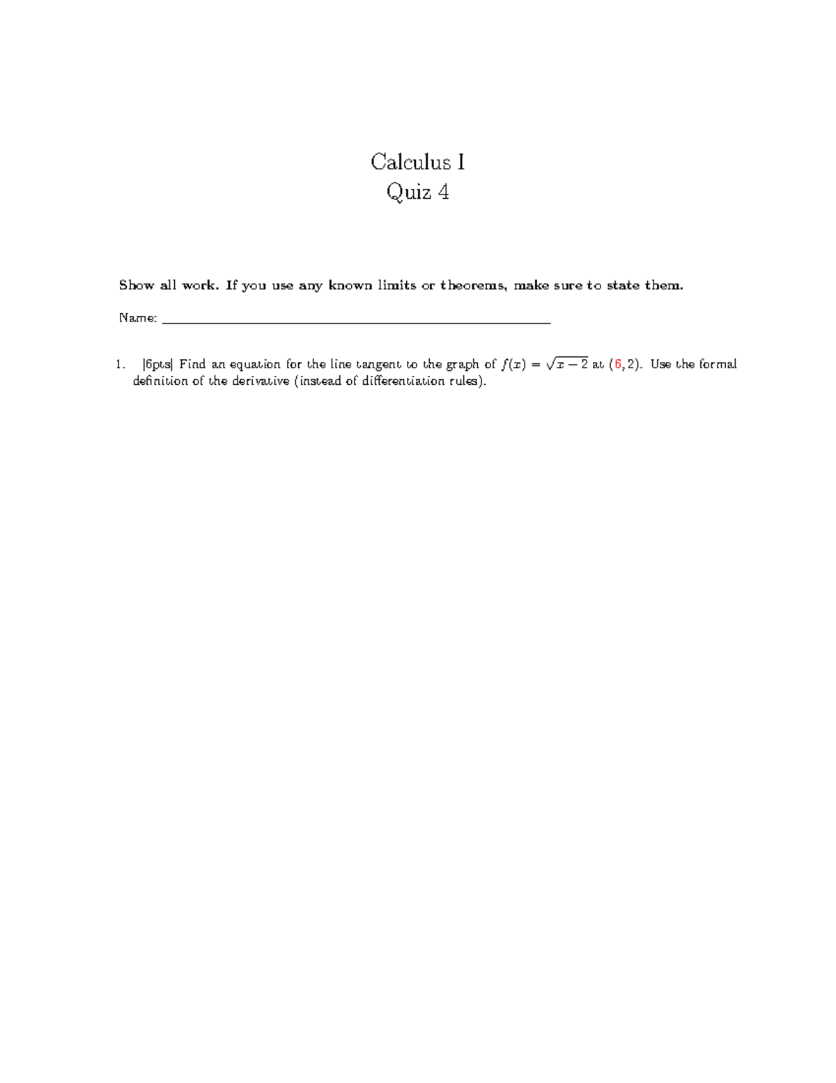 Calc 1 Quiz 4 F24 - Nothing - Khong gian vecto - Calculus I Quiz 4 Show ...