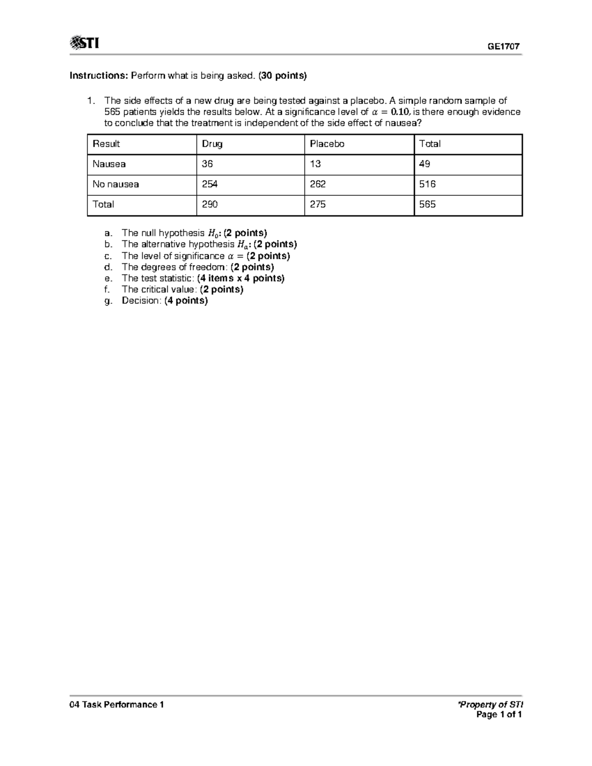 04 Task Performance 115 Ge 04 Task Performance 1 Property Of Sti Page 1 Of 1 Instructions 1745