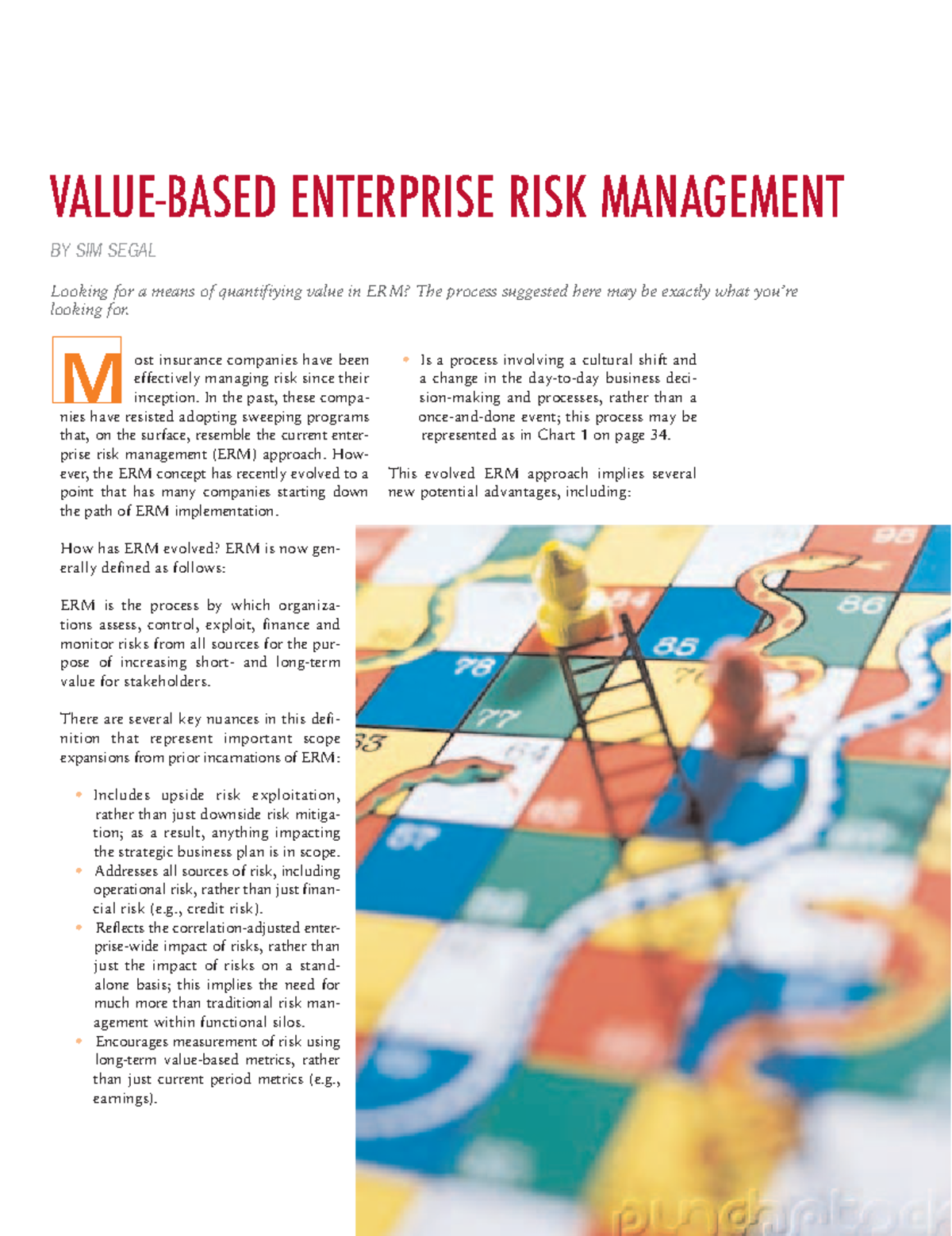 Value based enterprise risk management - M ost insurance companies have ...