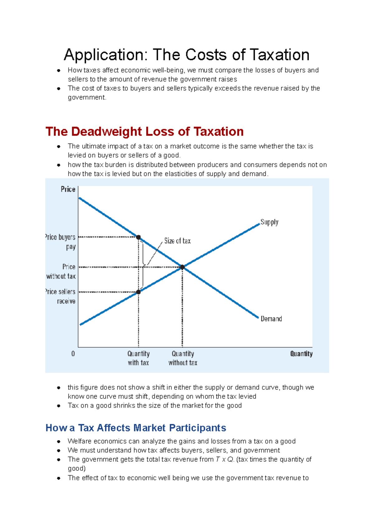 Principle of Economics George Mankiw Summary Notes Chapter 8 ...