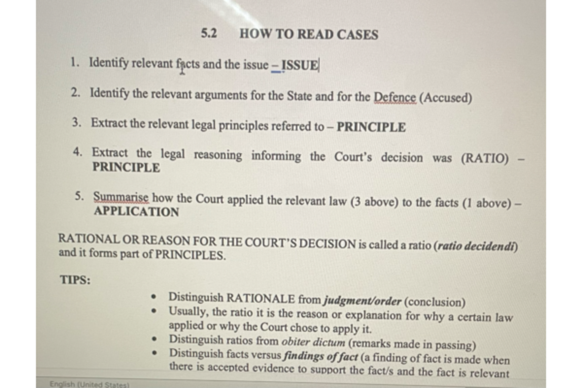 How to read cases - guide - LAWS1011 - Studocu