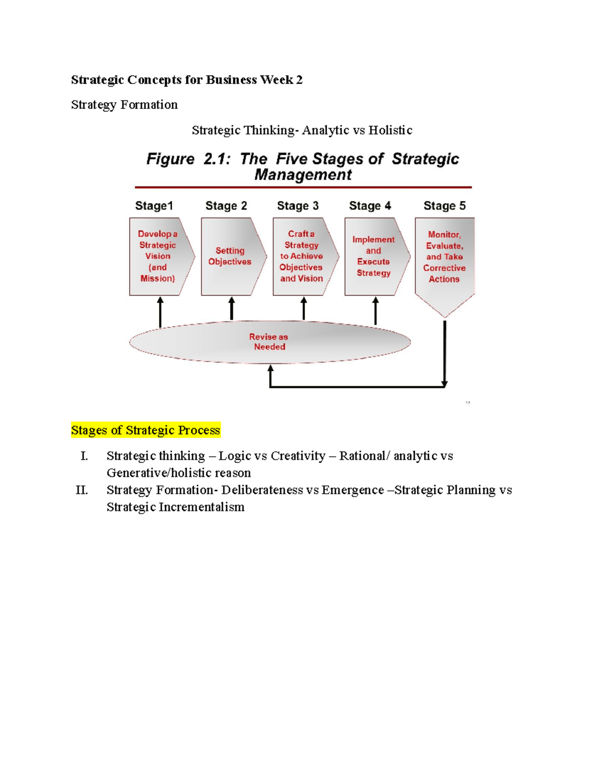 Strategic Concepts W2 - notes - Strategic Concepts for Business Week 2 ...