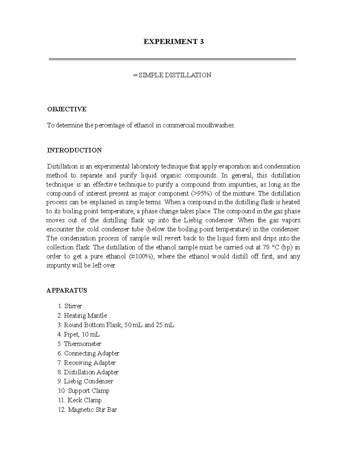 CHM258 E3 - LAB MANUAL - EXPERIMENT 3 - Studocu