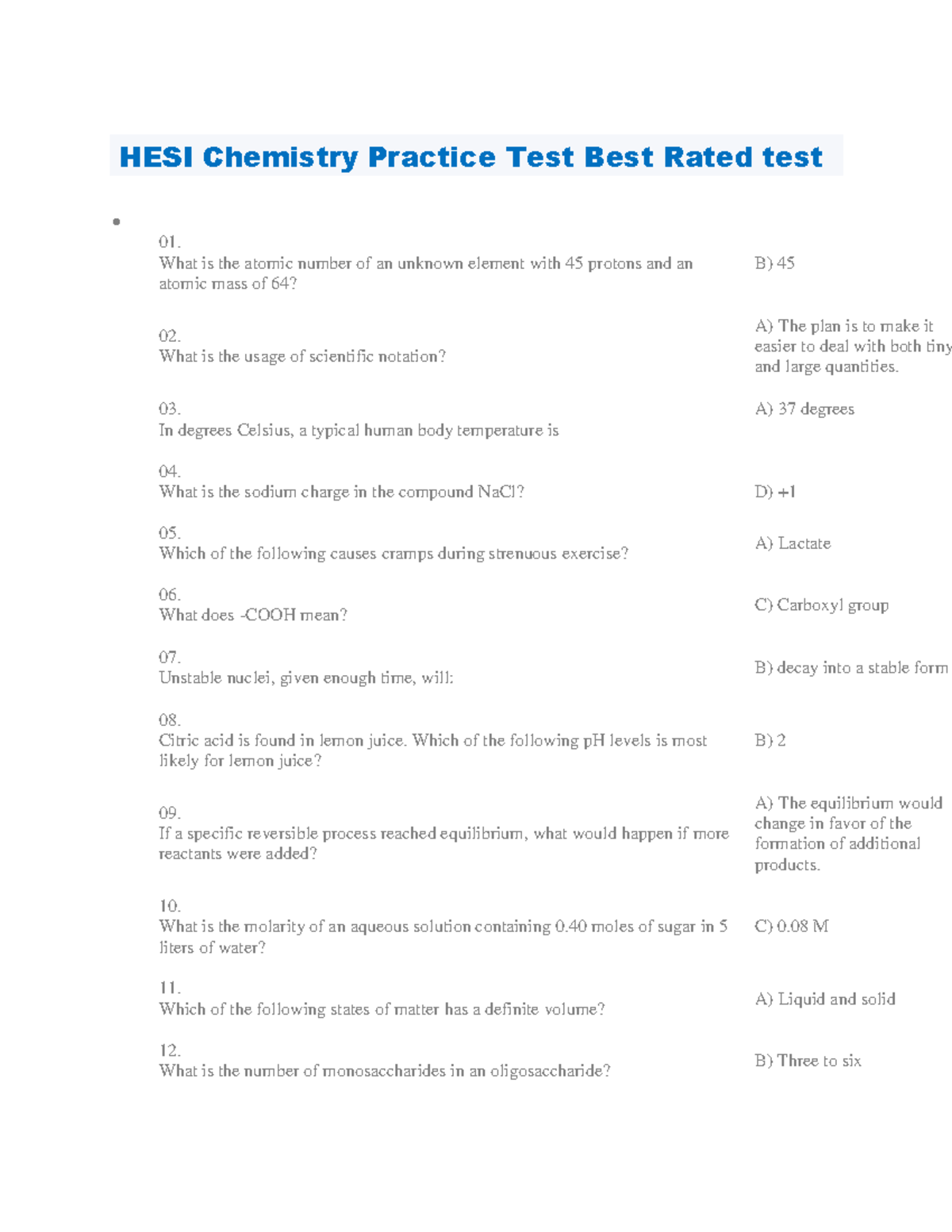 HESI Chemistry Practice Test Best Rated test - What is the atomic ...