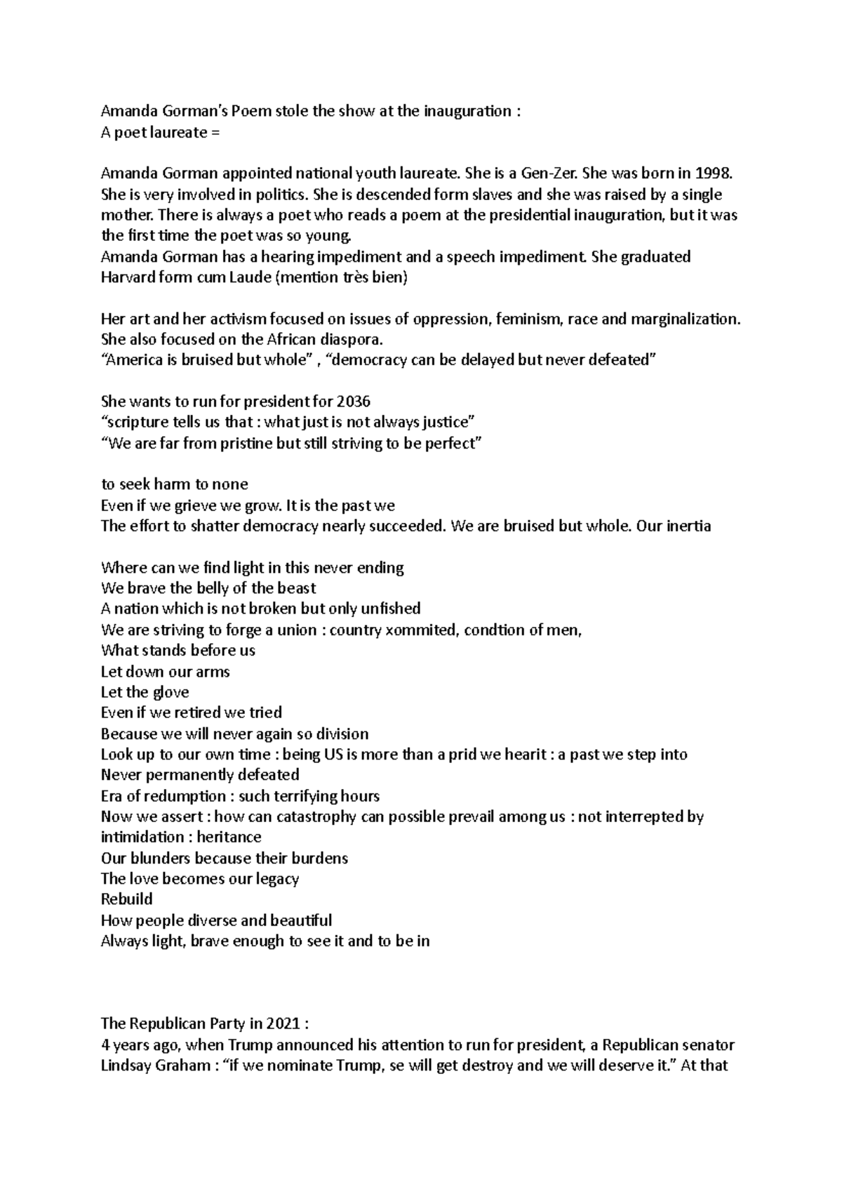 Amanda Gorman’s Poem stole the show at the inauguration - She is a Gen ...