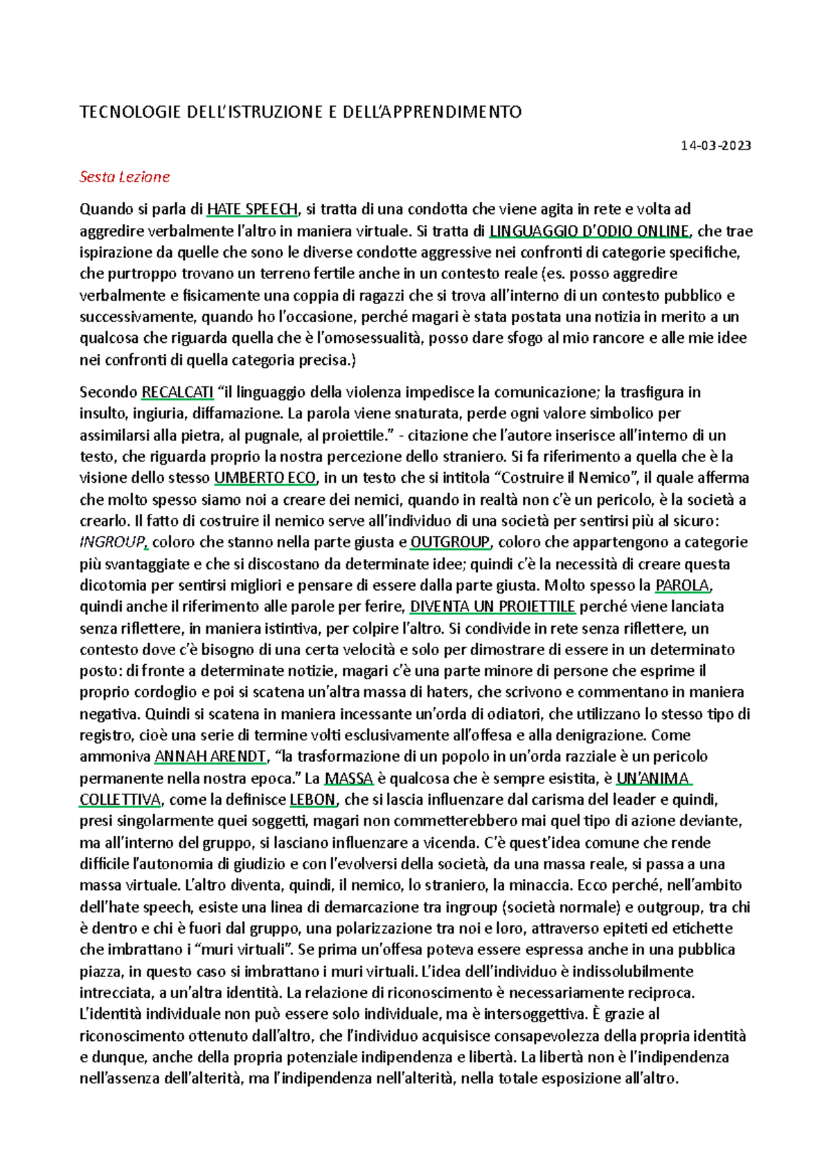 Sesta Lezione - Appunti lezioni Tecnologie dell'Istruzione e dall ...