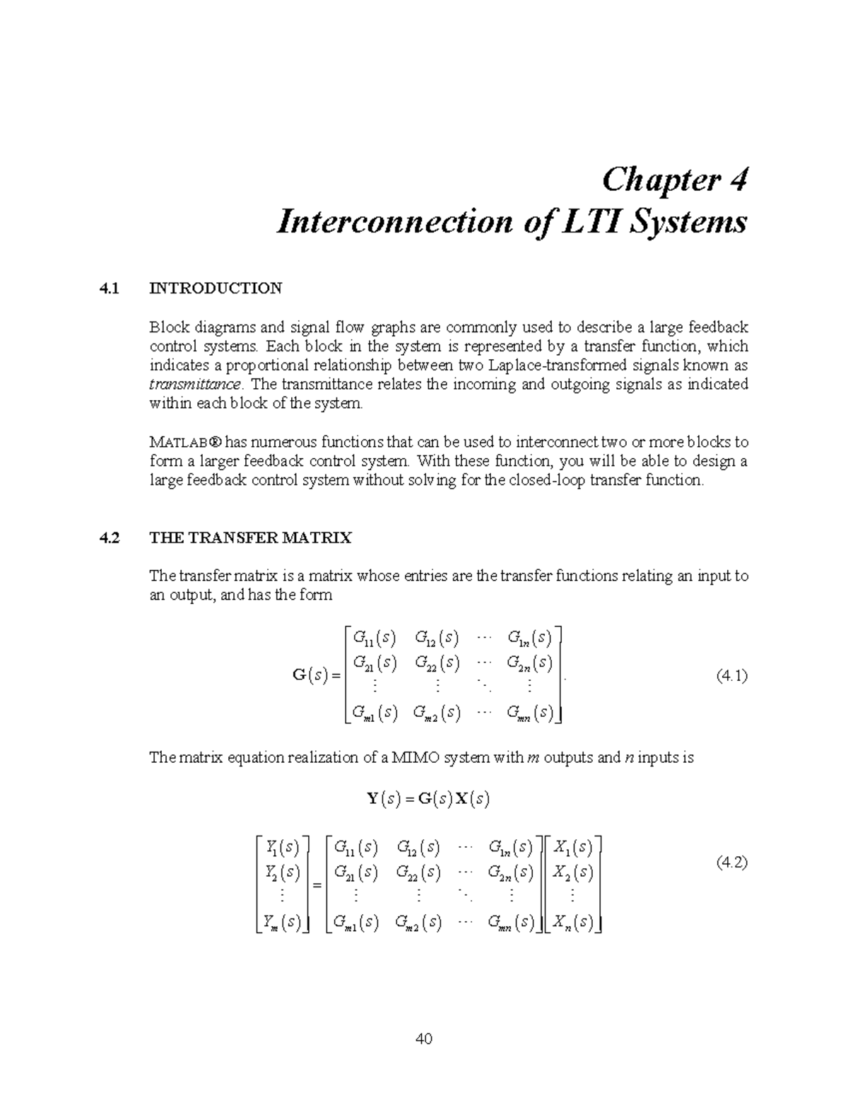 Interconnection of LTI Systems - Each block in the system is ...