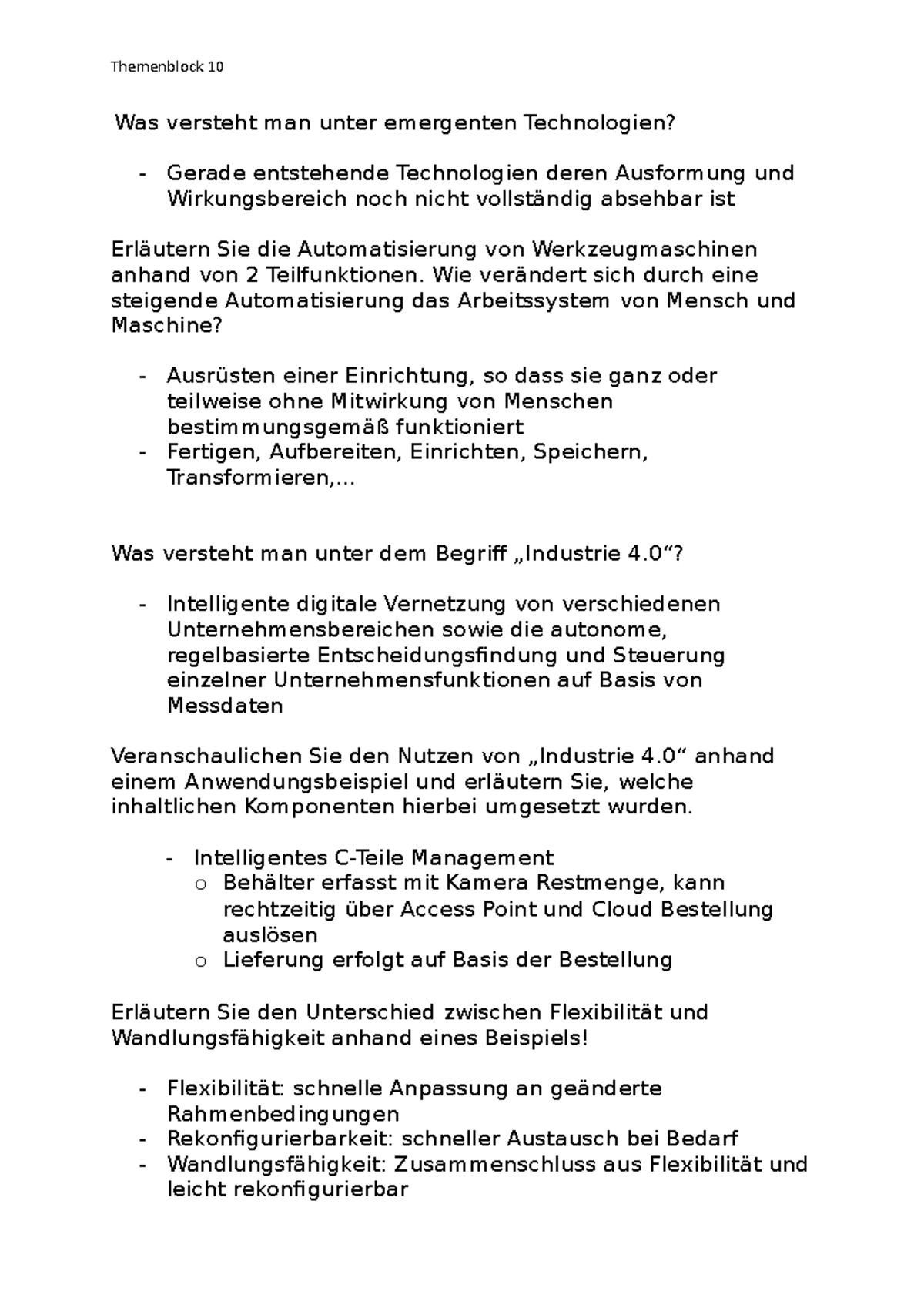 Themenblock 10 Abschlussfragen - Themenblock 10 Was versteht man unter ...