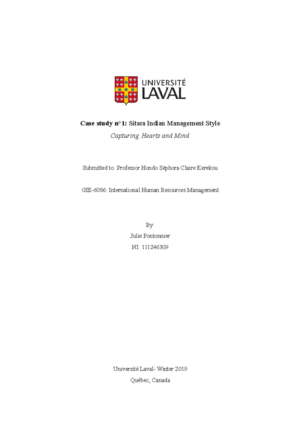 Case - Première étude de cas individuelle, prof Hondo Séphora Claire ...