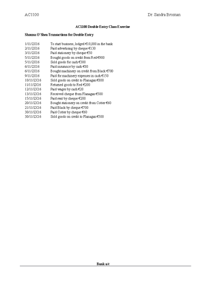 Format OF SOCI AND SOFP FOR A SOLE Trader - AC1100 Dr. Sandra Brosnan ...