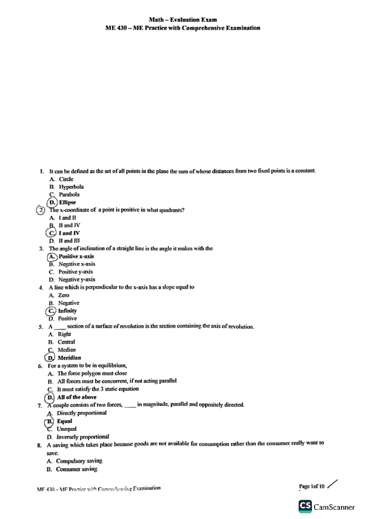 Math Practice Problem Solution - BSED-Math - Studocu