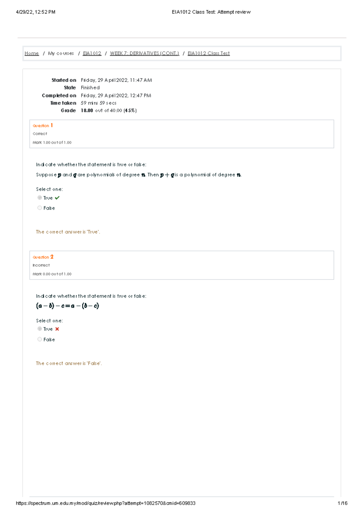 Math test 2 - test - Home / My courses / EIA1012 / WEEK 7: DERIVATIVES ...