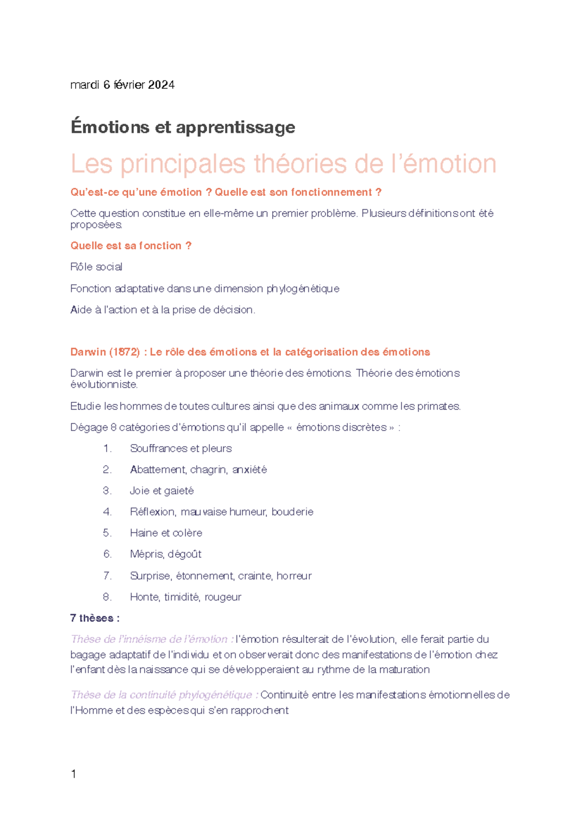 Émotion et apprentissage - ####### mardi 6 février 2024 Émotions et ...