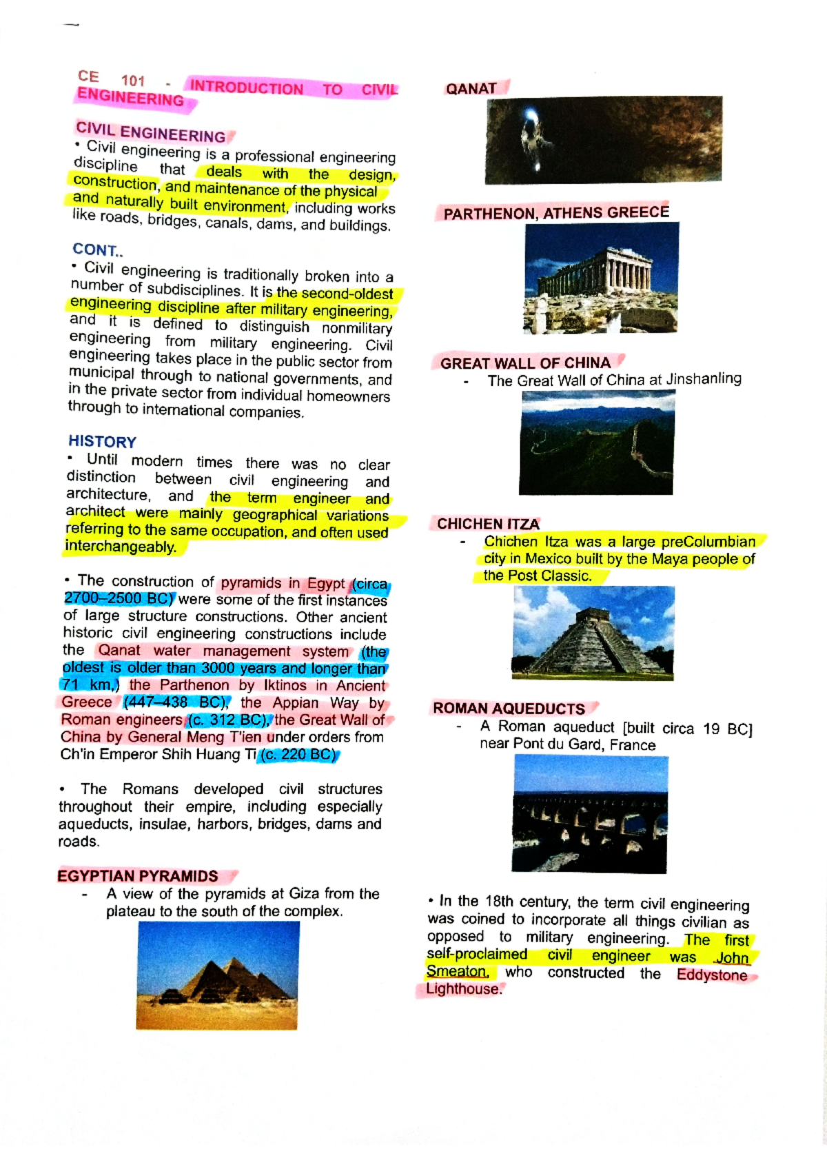 CE-111 - CE 111 - CE 101 ENGINEERING INTRODUCTION TO CIVIL QANAT CIVIL ...