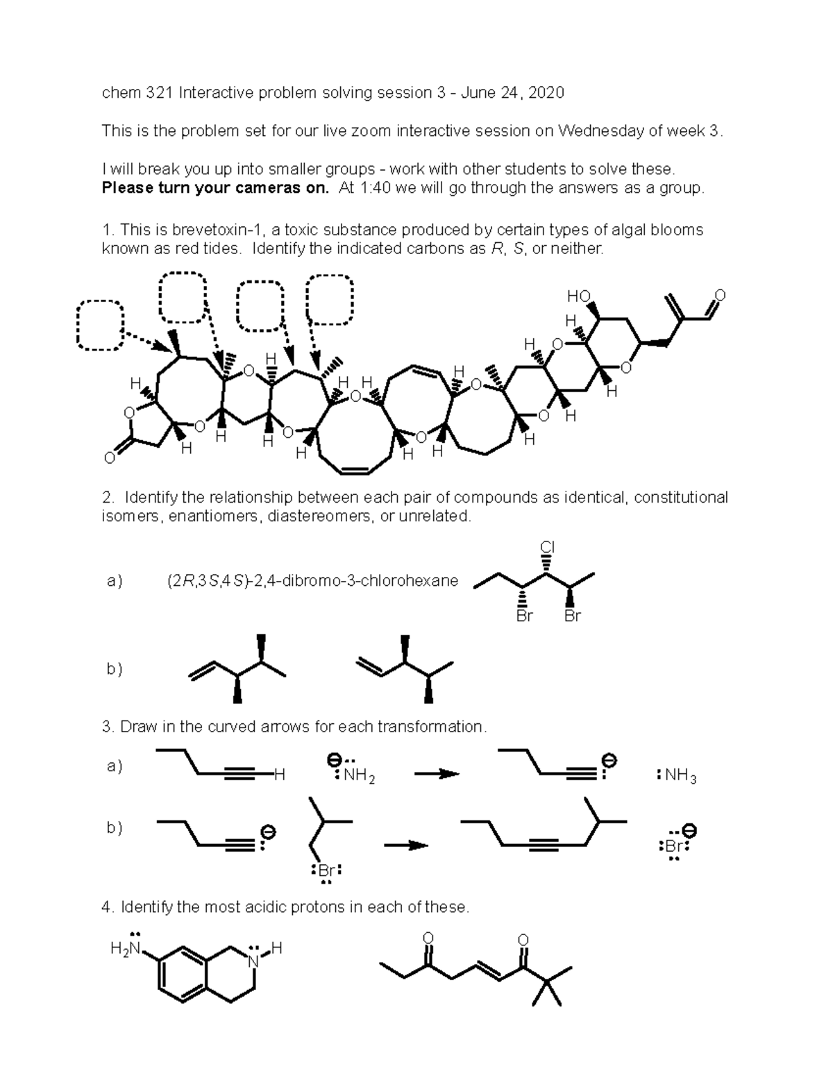 Chem 321 2020 summer interactive 3 key - This is the problem set for ...