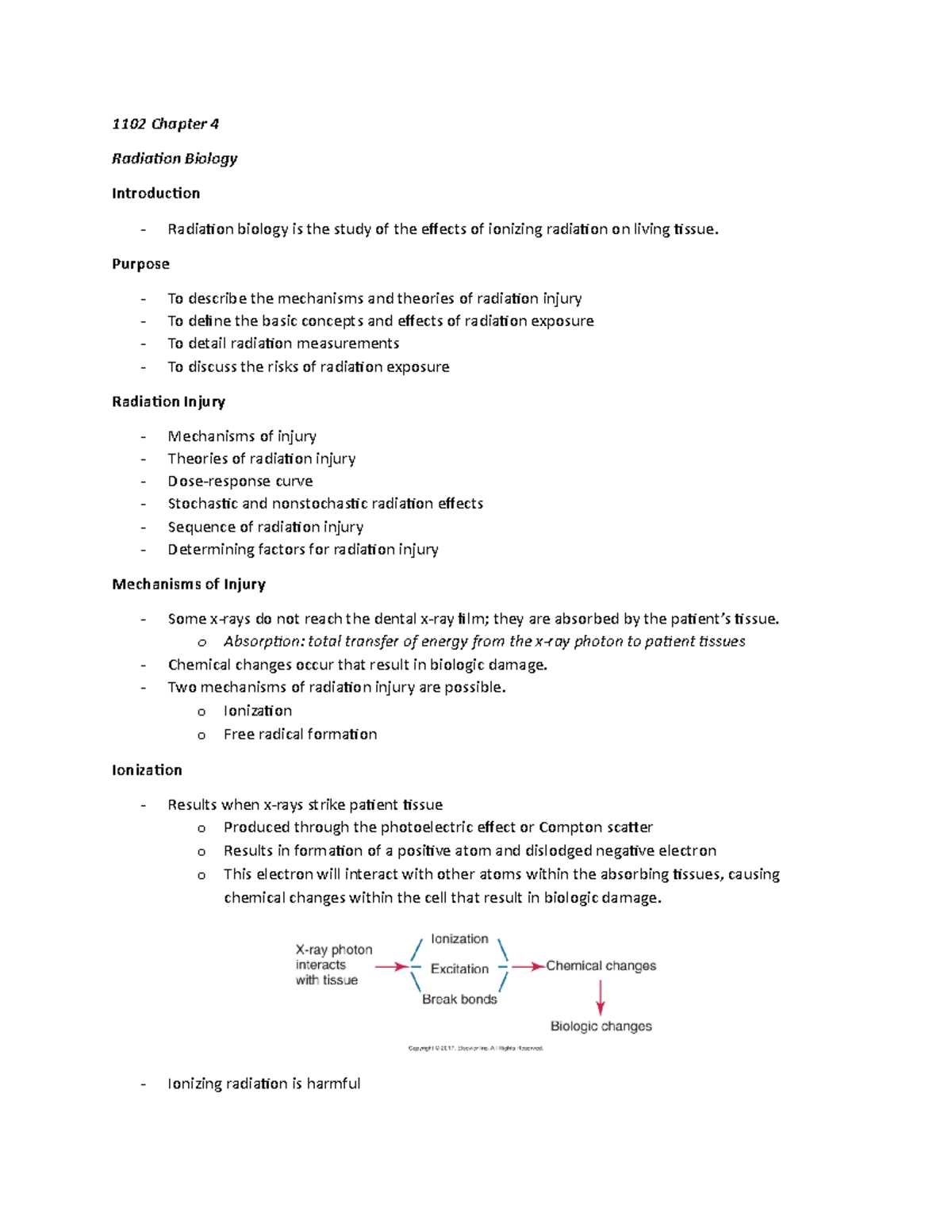 1102 Chapter 4 - Lecture notes 4 - 1102 Chapter 4 Radiaion Biology ...