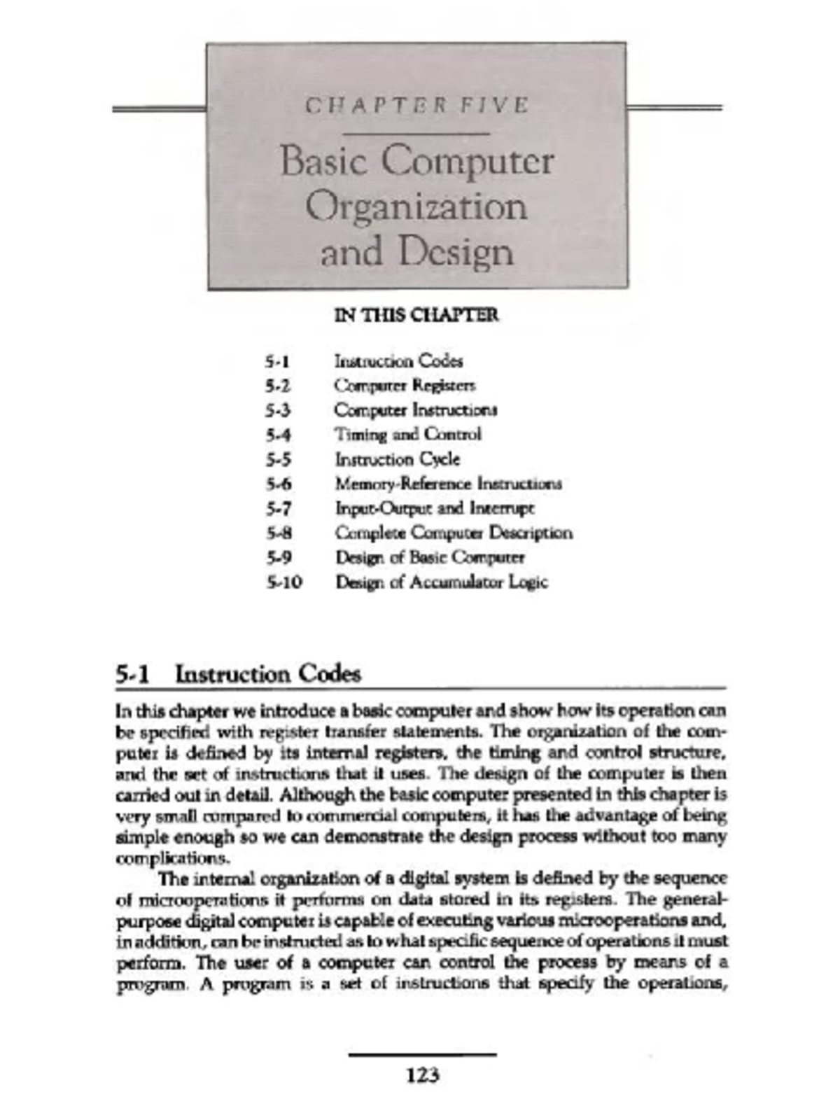 Chapter 5 - CHAPTER FIVE Basic Computer Organization and Design IN THIS CHAPTER Instruction ...