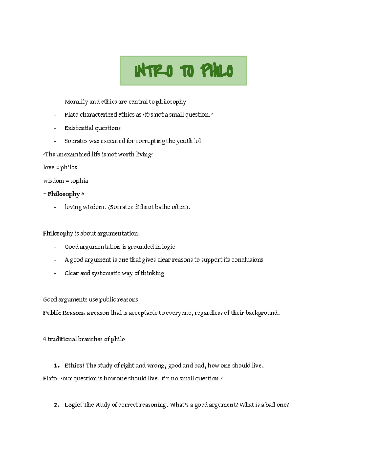Intro to Philosophy - INTRO TO PHILO Morality and ethics are central to ...