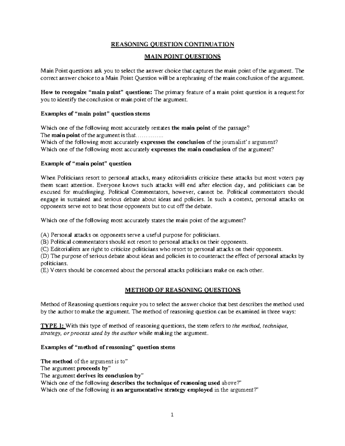 Reasonng Questions- 3 Class Material - REASONING QUESTION CONTINUATION ...