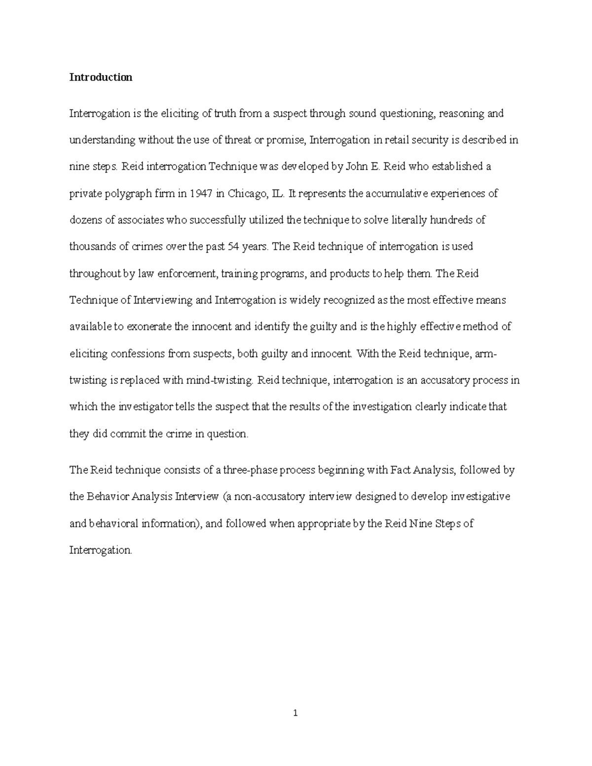REID Techniques - Introduction Interrogation is the eliciting of truth ...